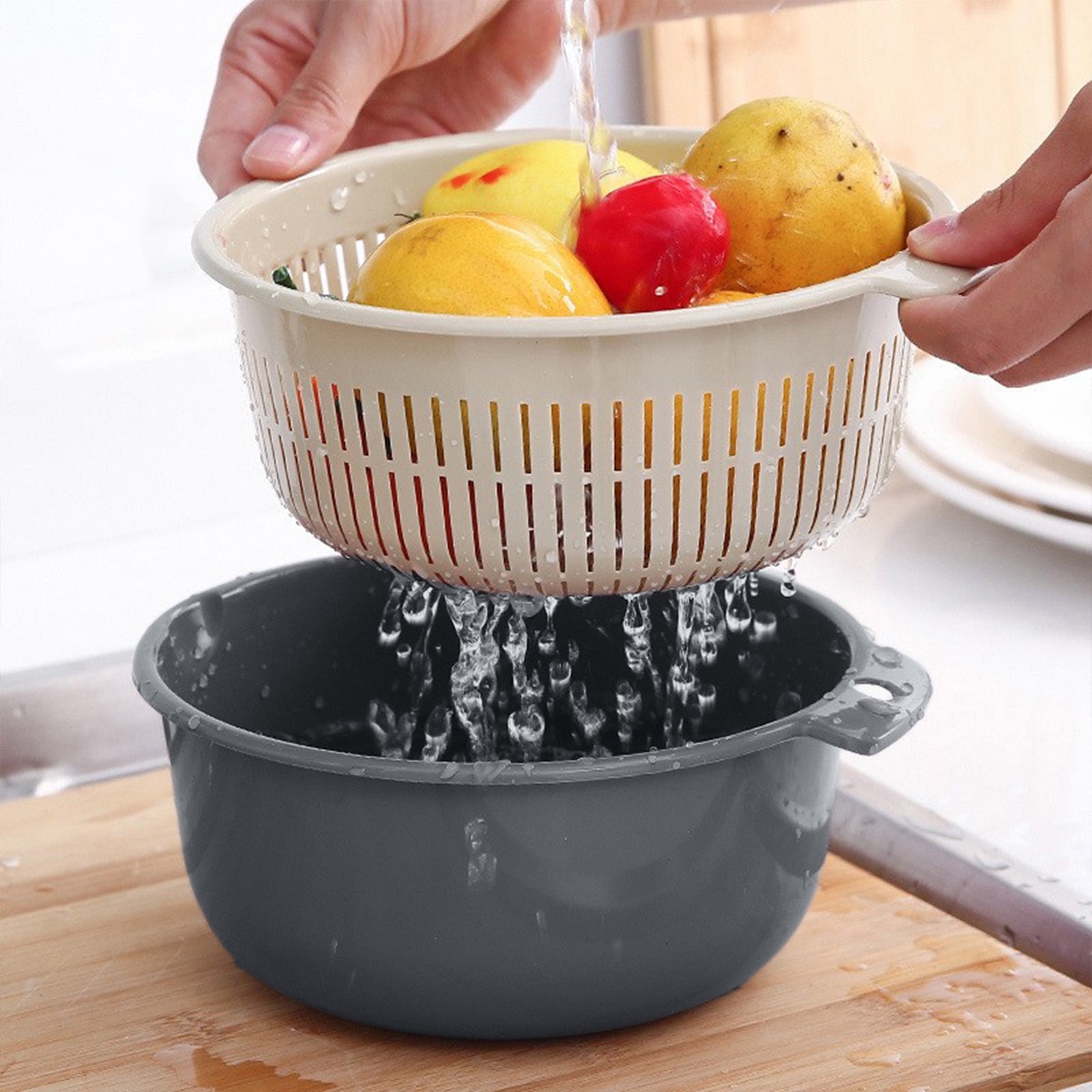 Opspring 3-piece 2 in 1 Kitchen Colander Set, with Bowl Strainer ...