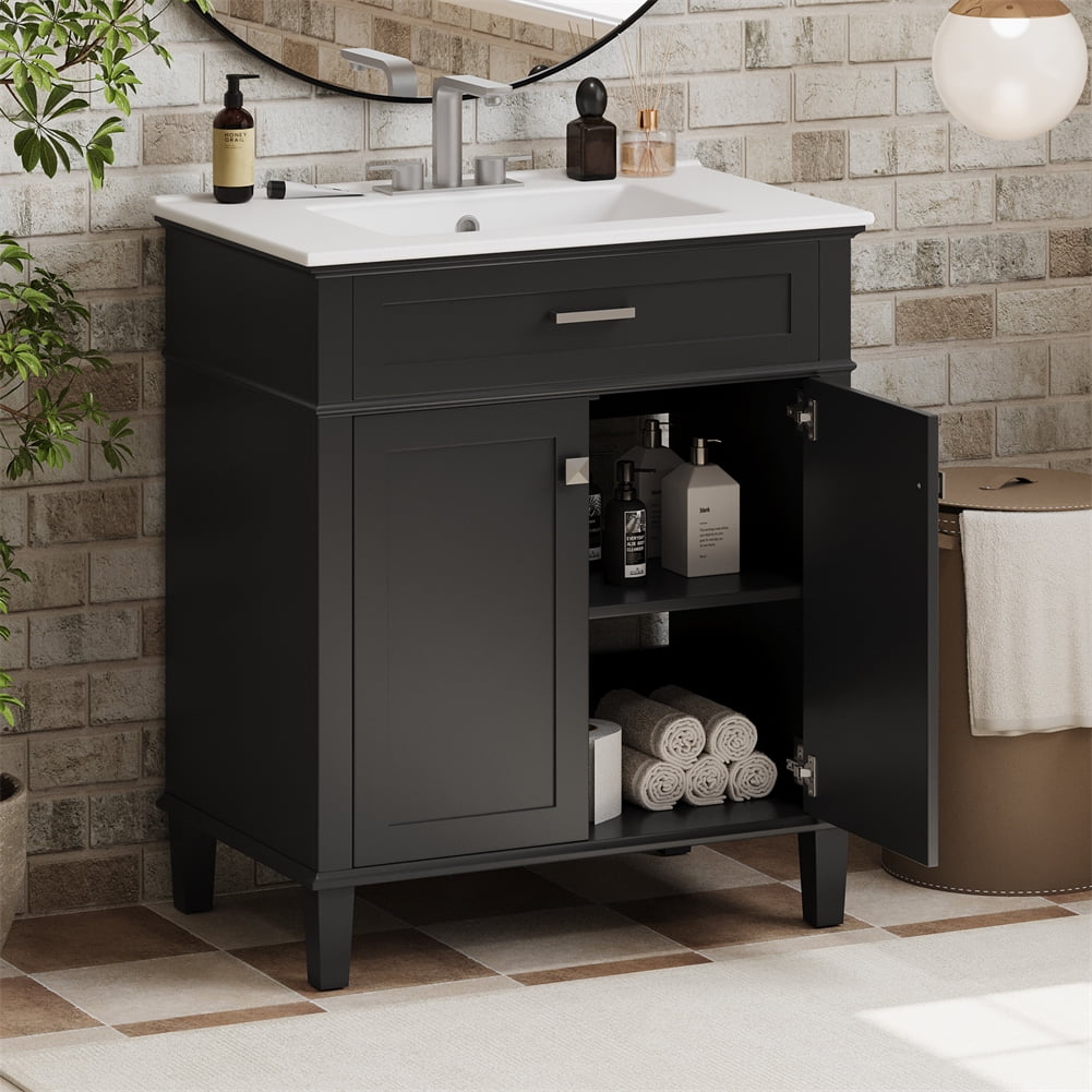 Opspring 30-Inch Bathroom Vanity Cabinet with Top Sink, Modern Bathroom ...