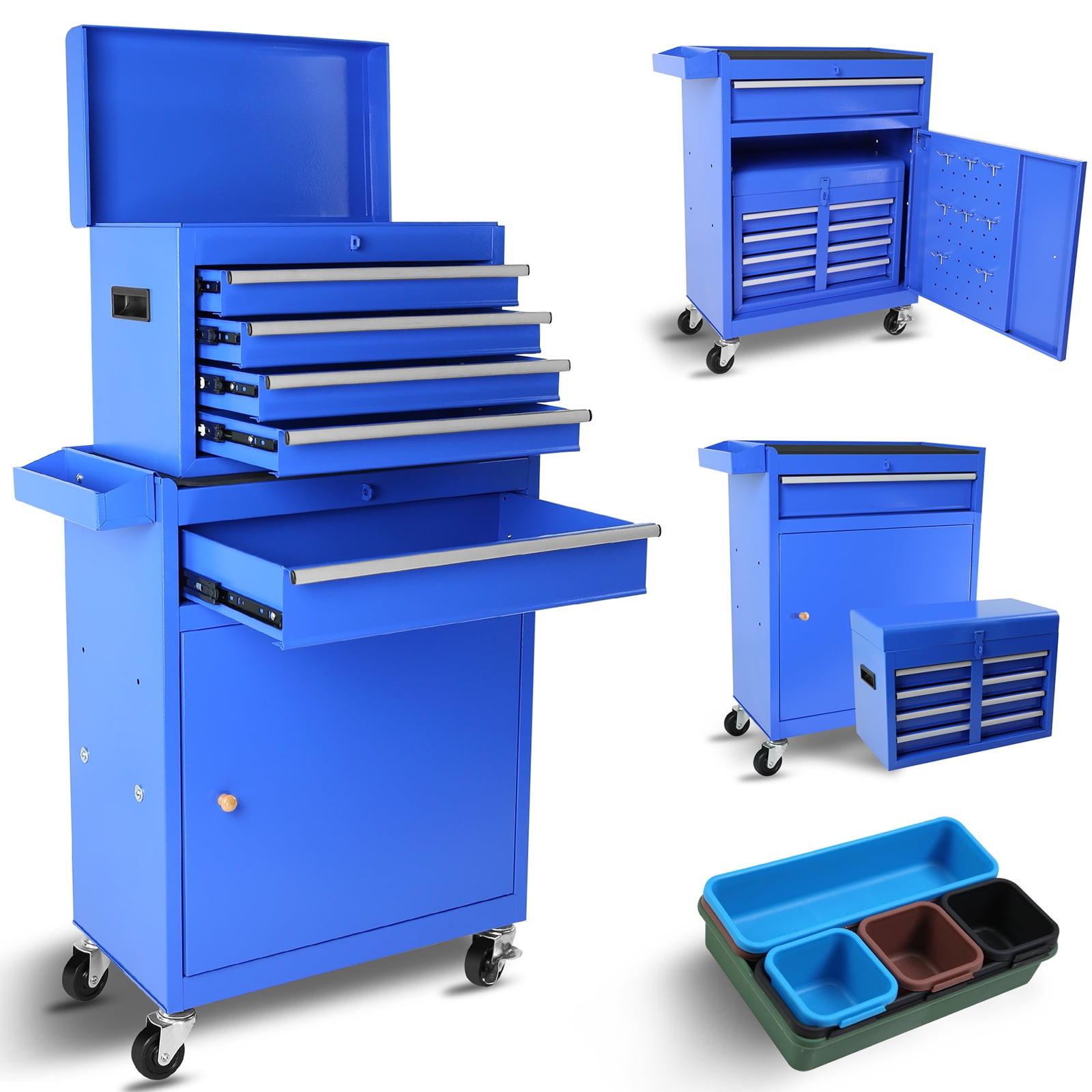 Opspring 5-Drawer Rolling Tool Chest with Drawers Wheels Adjustable ...