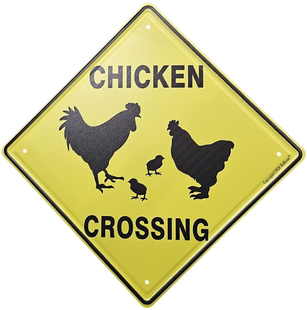 Opspring Chicken Crossing Xing 12"x12" Funny Novelty Metal Tin Sign ...