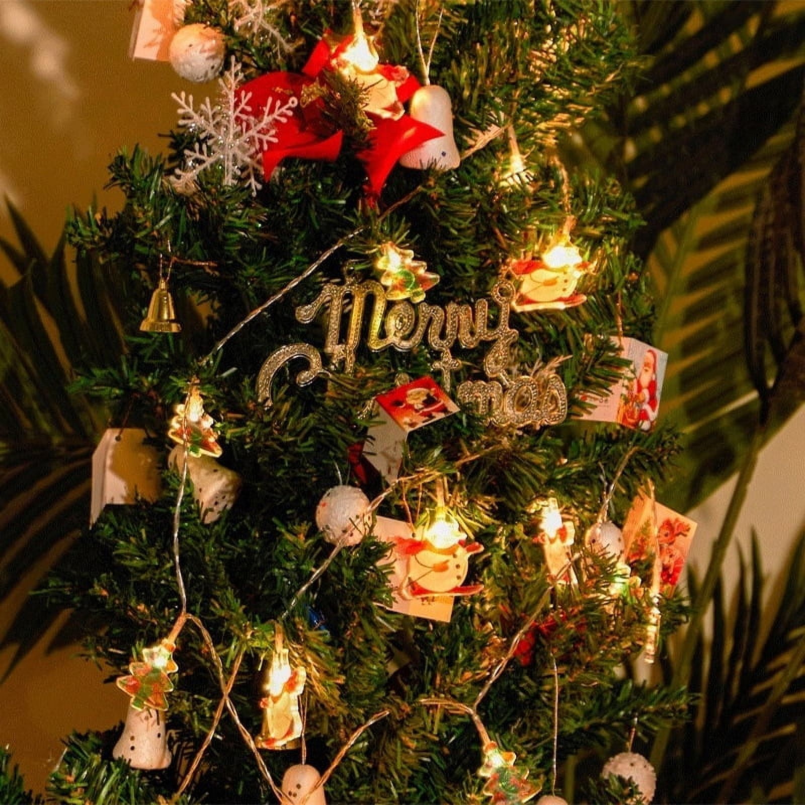 Opspring Christmas Tree Santa Snowman Lights Decorations, 40 LED Warm ...