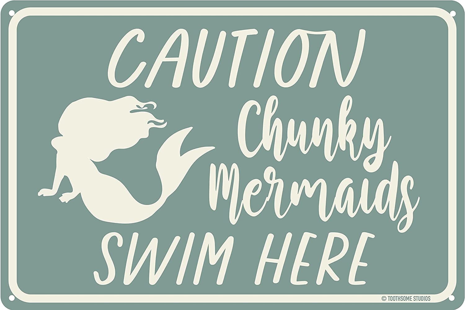 Opspring Chunky Mermaids Swim Here 12" x 8" Funny Tin Pool Sign Beach ...