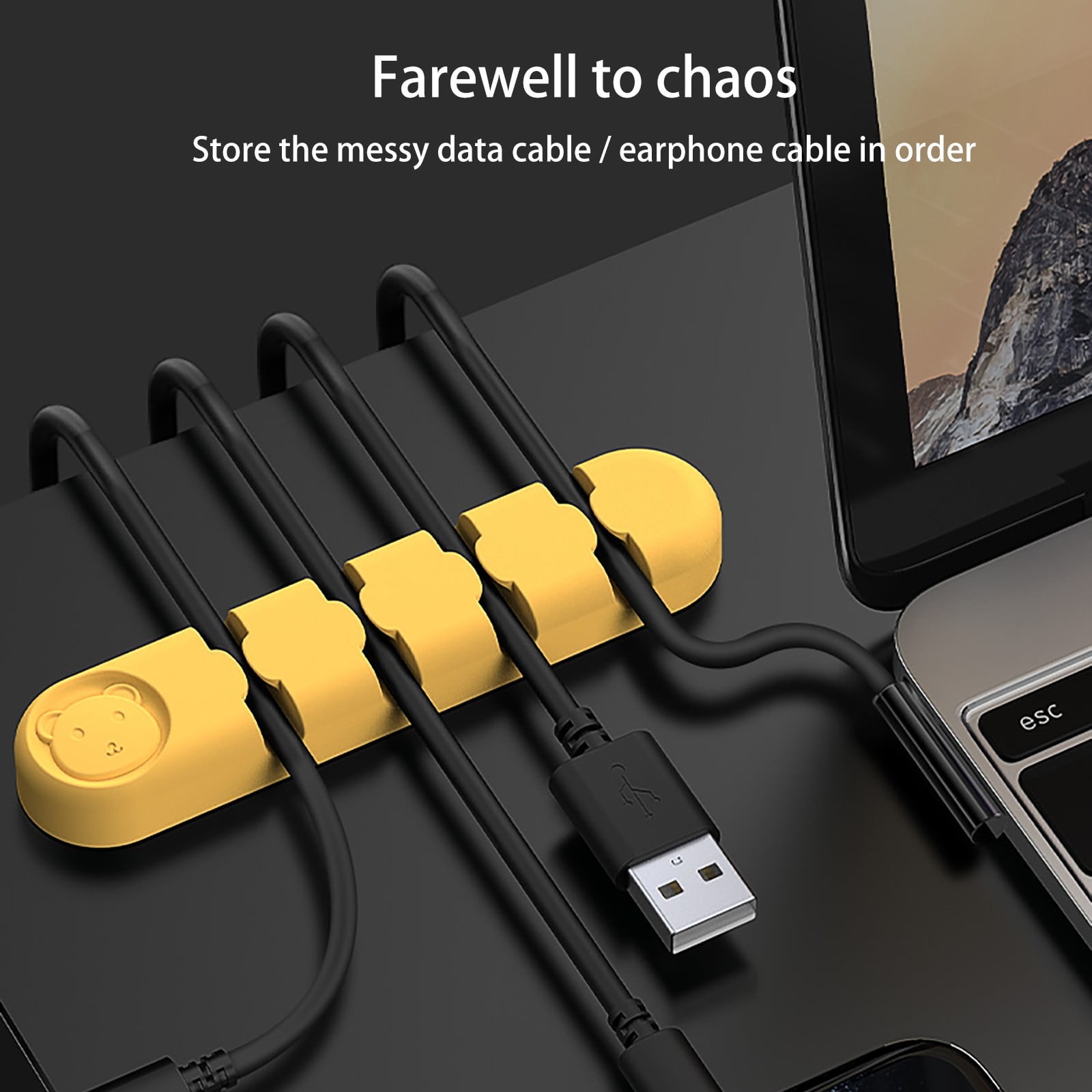 Opspring Clearance 2024 New Cable Holder Clips Management Silicone Self Adhesive Cord Organizer ...