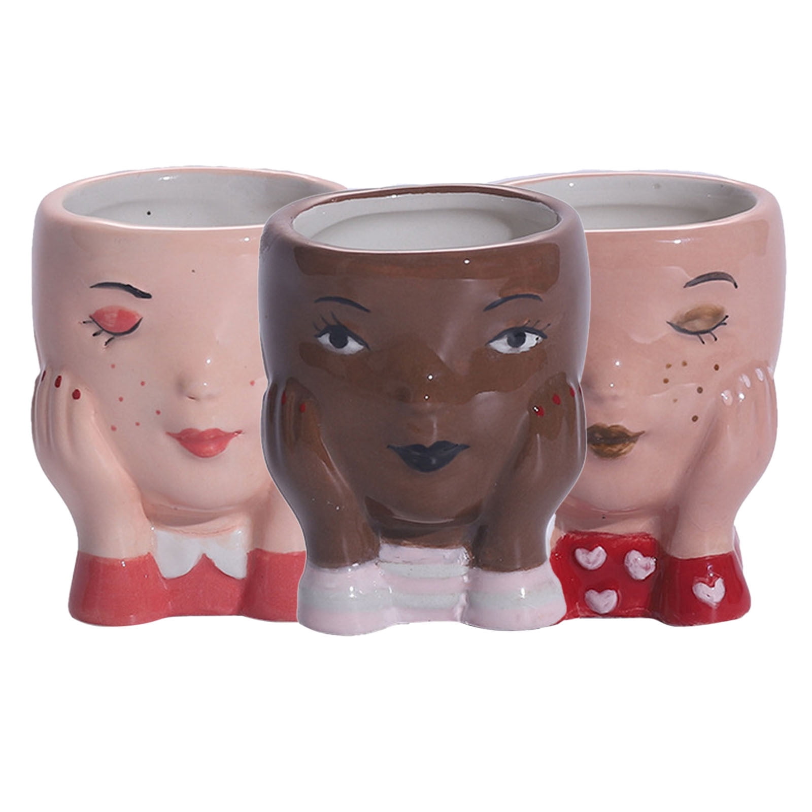 Opspring Clearance Girl's Face Flower Planter Succulent Plant Pot ...