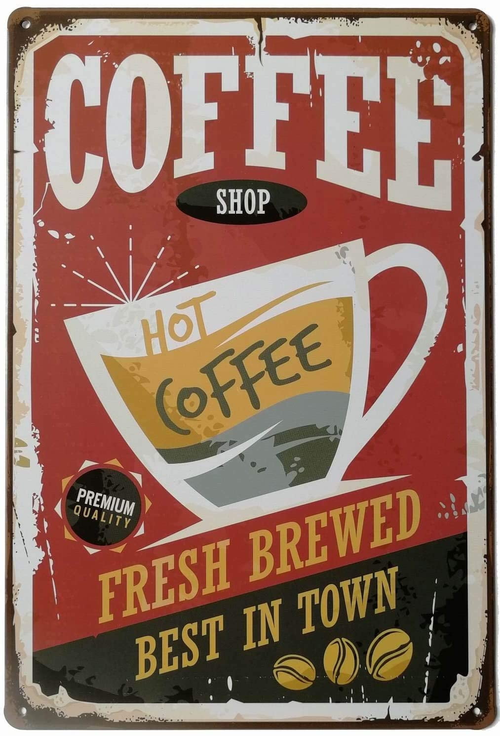 Opspring Coffee Shop Hot Coffee Vintage Metal Tin Sign Poster Home ...