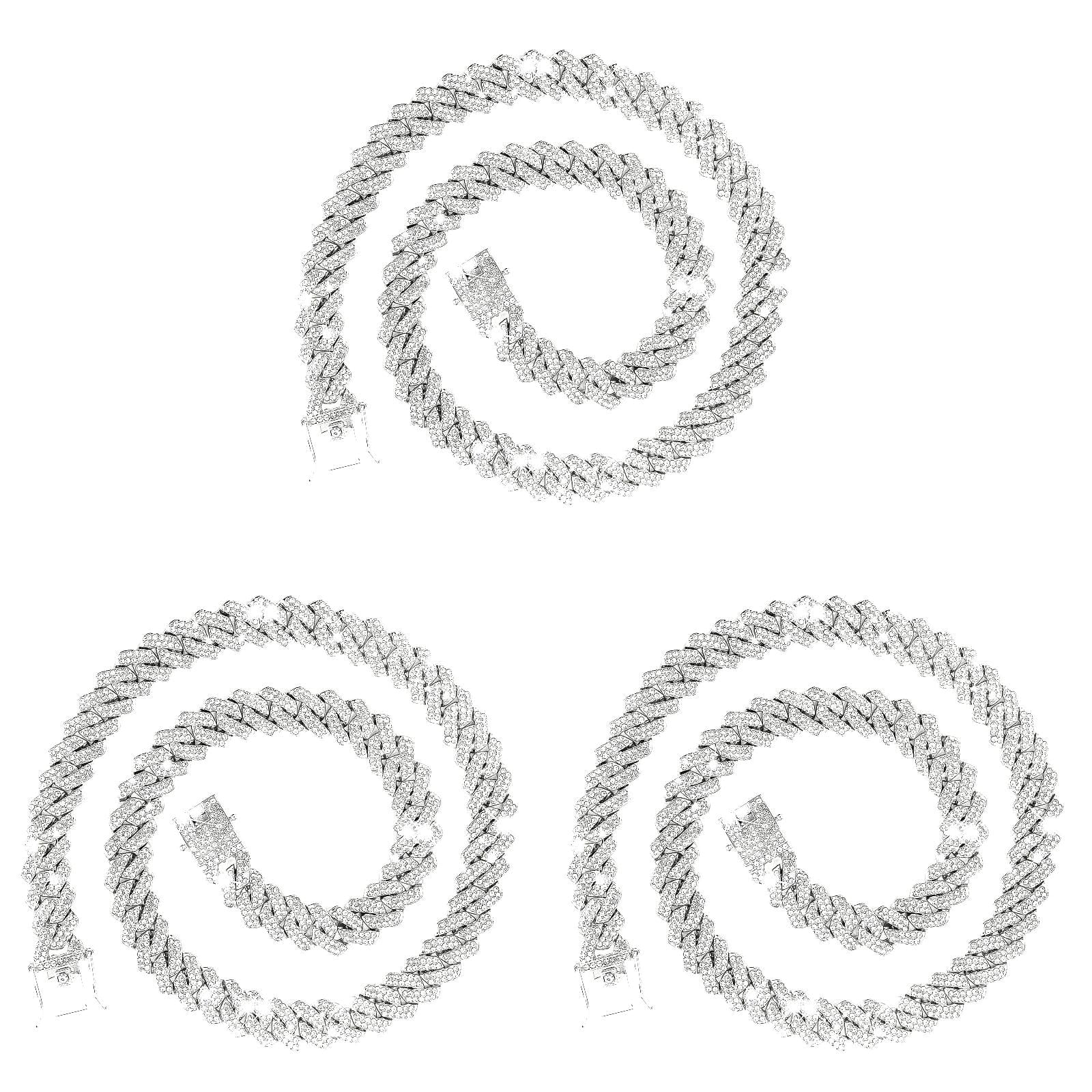 Opspring Cuban Chain Necklaces Silver/Gold Cuban Link Chains Mens Iced ...