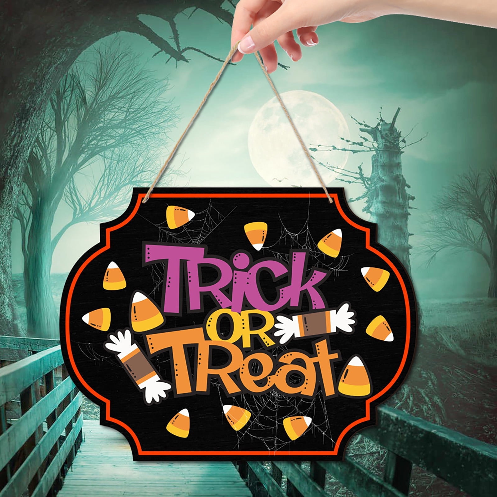 Opspring Halloween Door Sign E,Halloween Decorations Door Hangers I ...