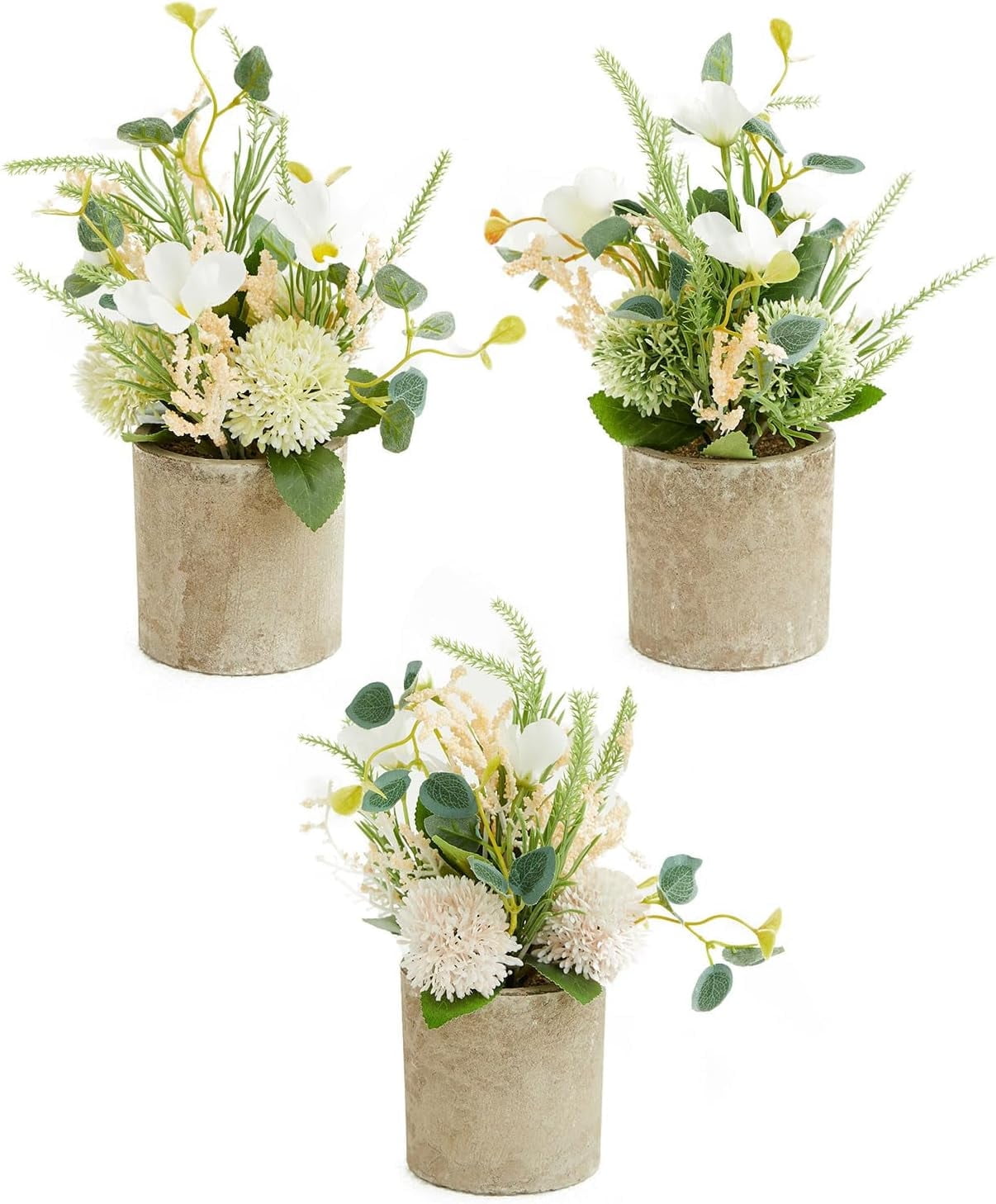 Opspring Mini Potted Fake Plants Small 3 Packs Artificial Plastic ...