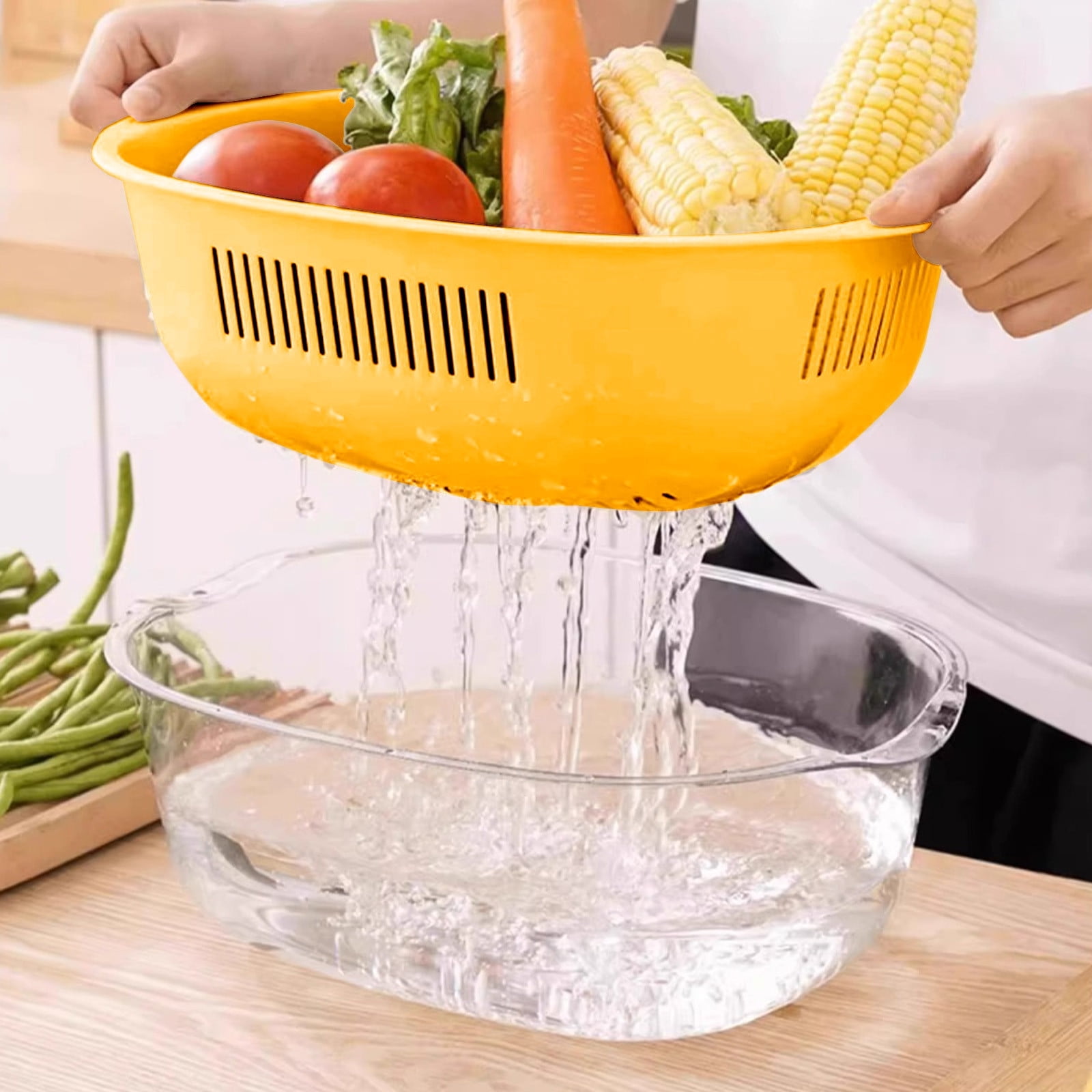 Opspring Multi Functional Basket New Fruit Cleaning Bowl With Strainer ...
