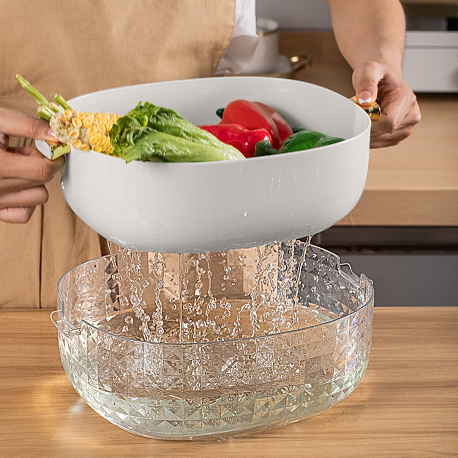 Opspring Multi Functional Basket New Fruit Cleaning Bowl With Strainer ...