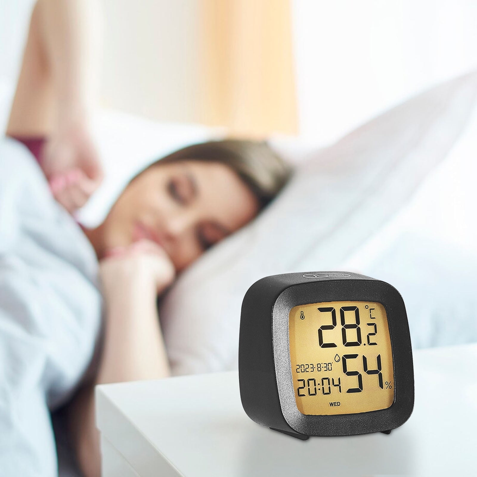 Opspring Multi-function Clock Temperature Humidity Compact LCD Clock ...