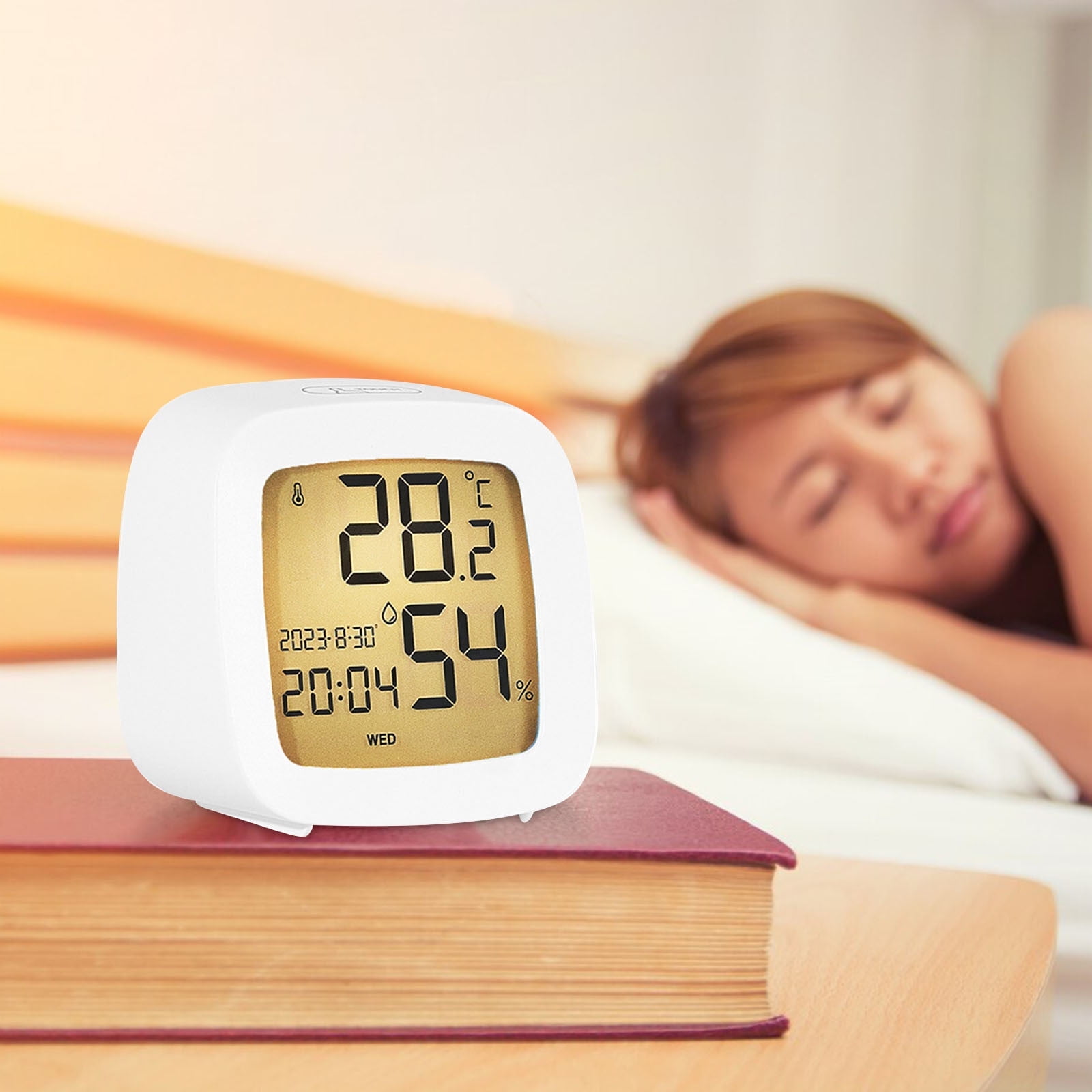 Opspring Multi-function Clock Temperature Humidity Compact LCD Clock ...