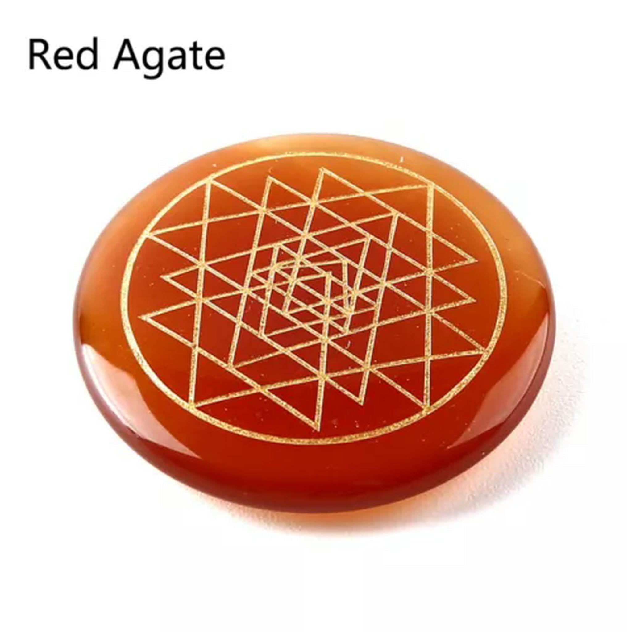 Opspring Sri Yantra Round Stone Natural Crystal Chakra Quartz Sacred ...