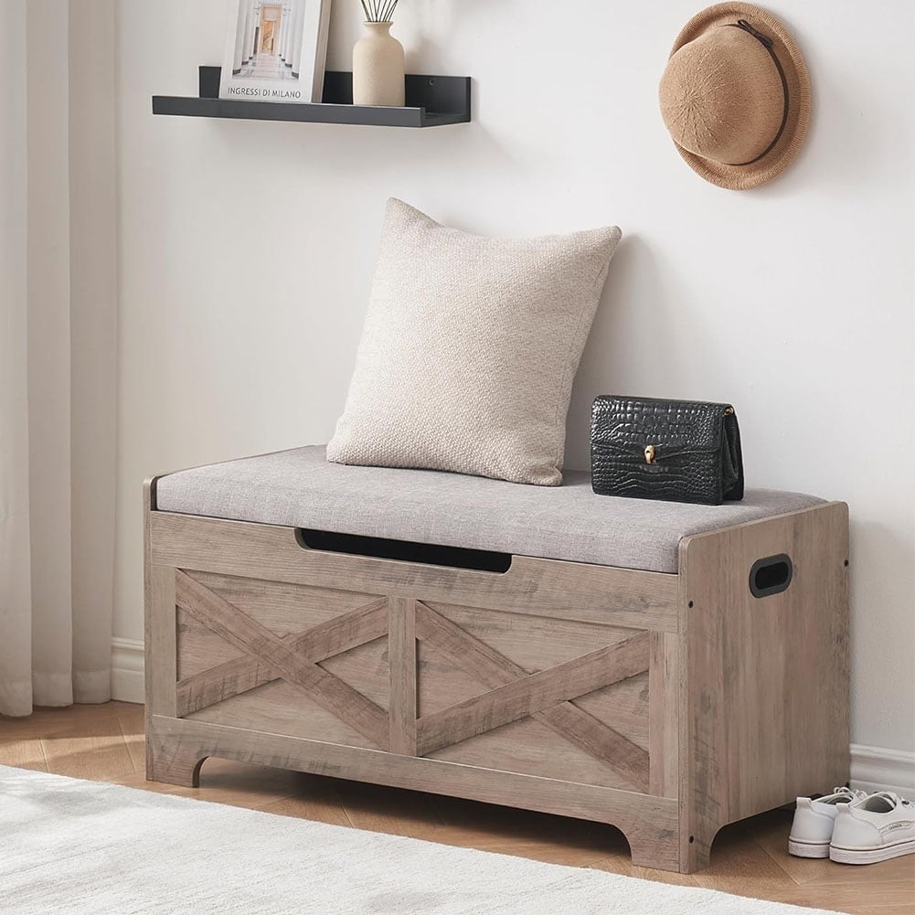 Opspring Storage Chest, Storage Bench with Safety Hinge, Barn Style ...