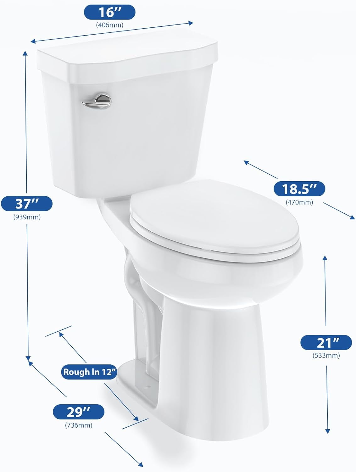 Opspring Two-Piece Toilet, Elongated Toilet With Soft Close Seat, 1.28 ...