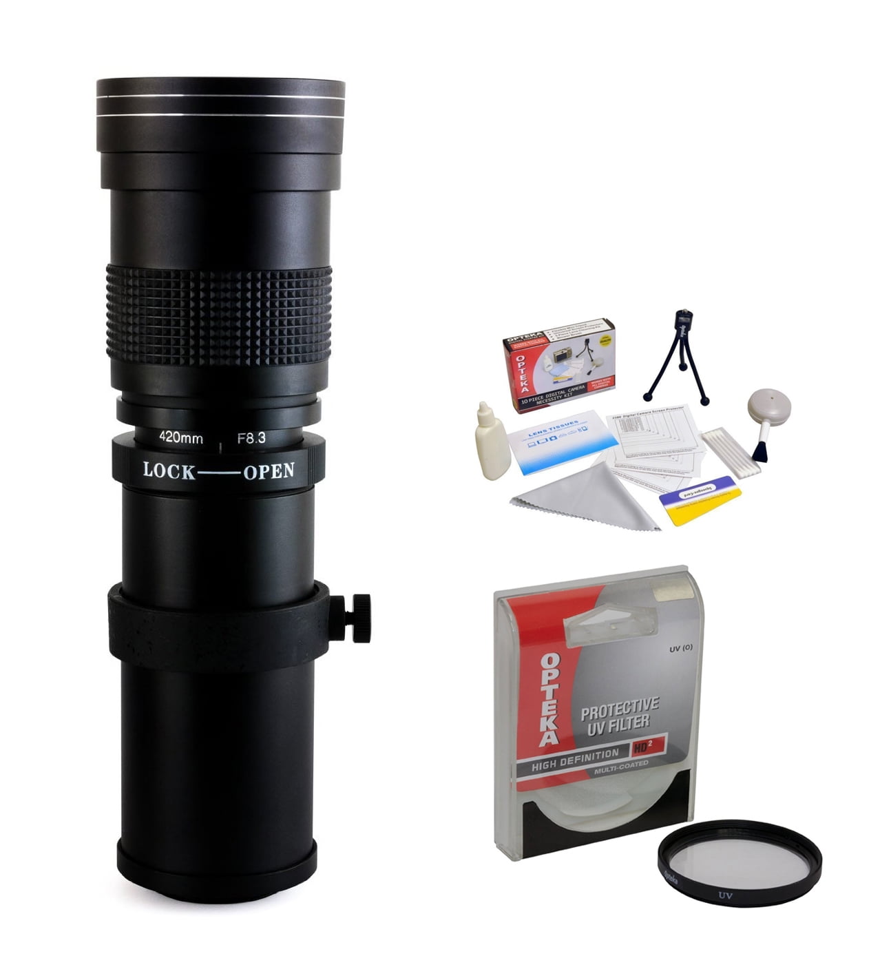 Opteka 420-800mm f/8.3 HD Telephoto Zoom Lens with UV Filter for Canon ...