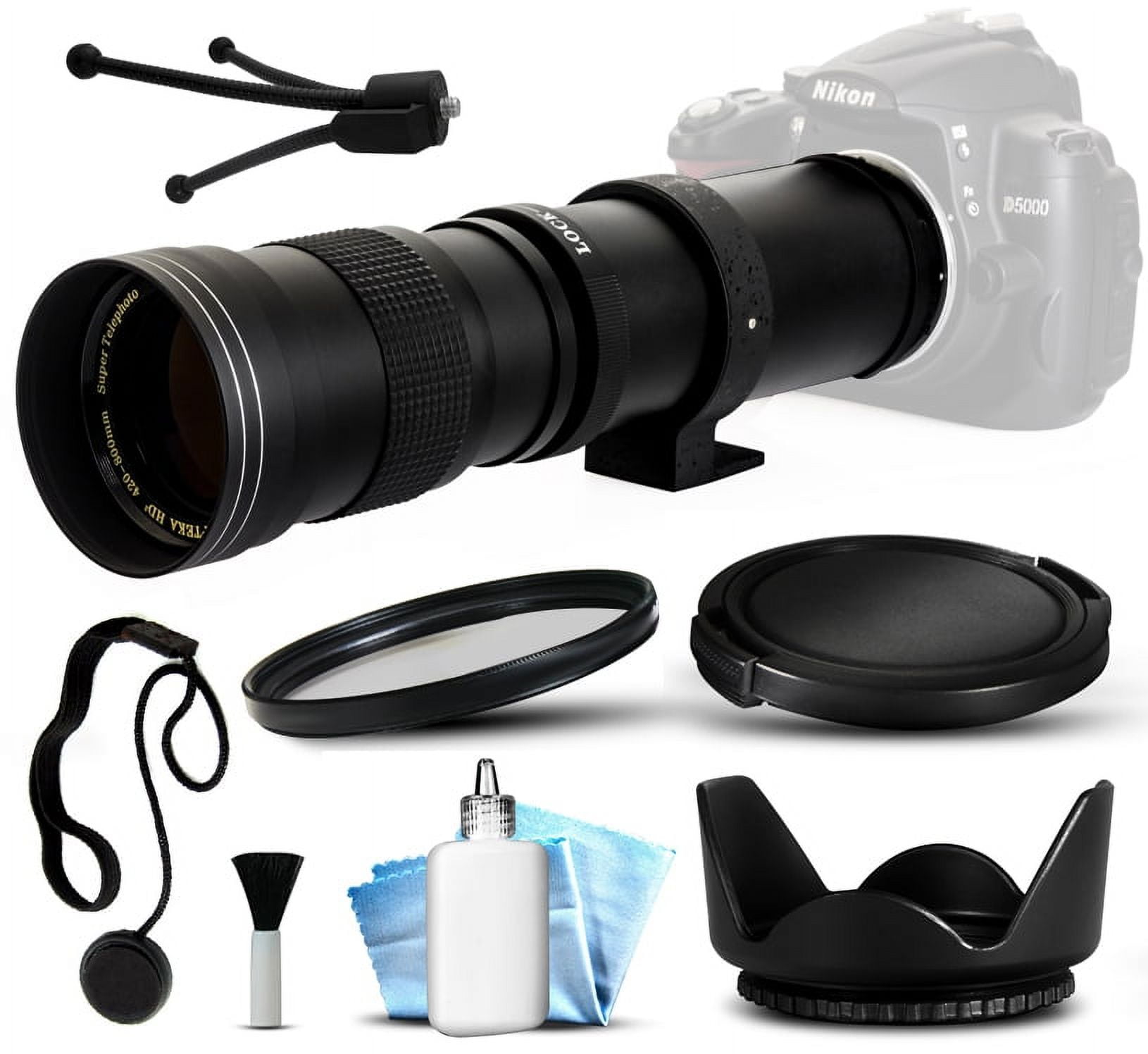 Opteka 420-800mm f8.3 Telephoto Zoom Lens Kit with UV Filter, Cap ...
