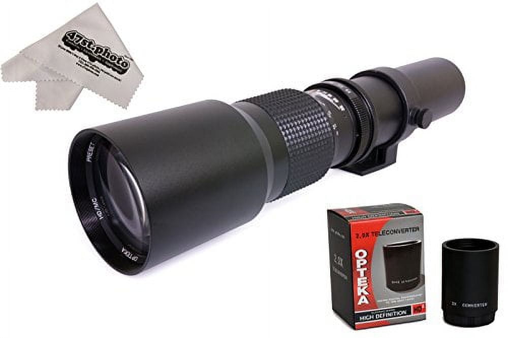 Opteka 500-1000mm f/8 HD Preset Telephoto Lens with Microfiber Cleaning ...