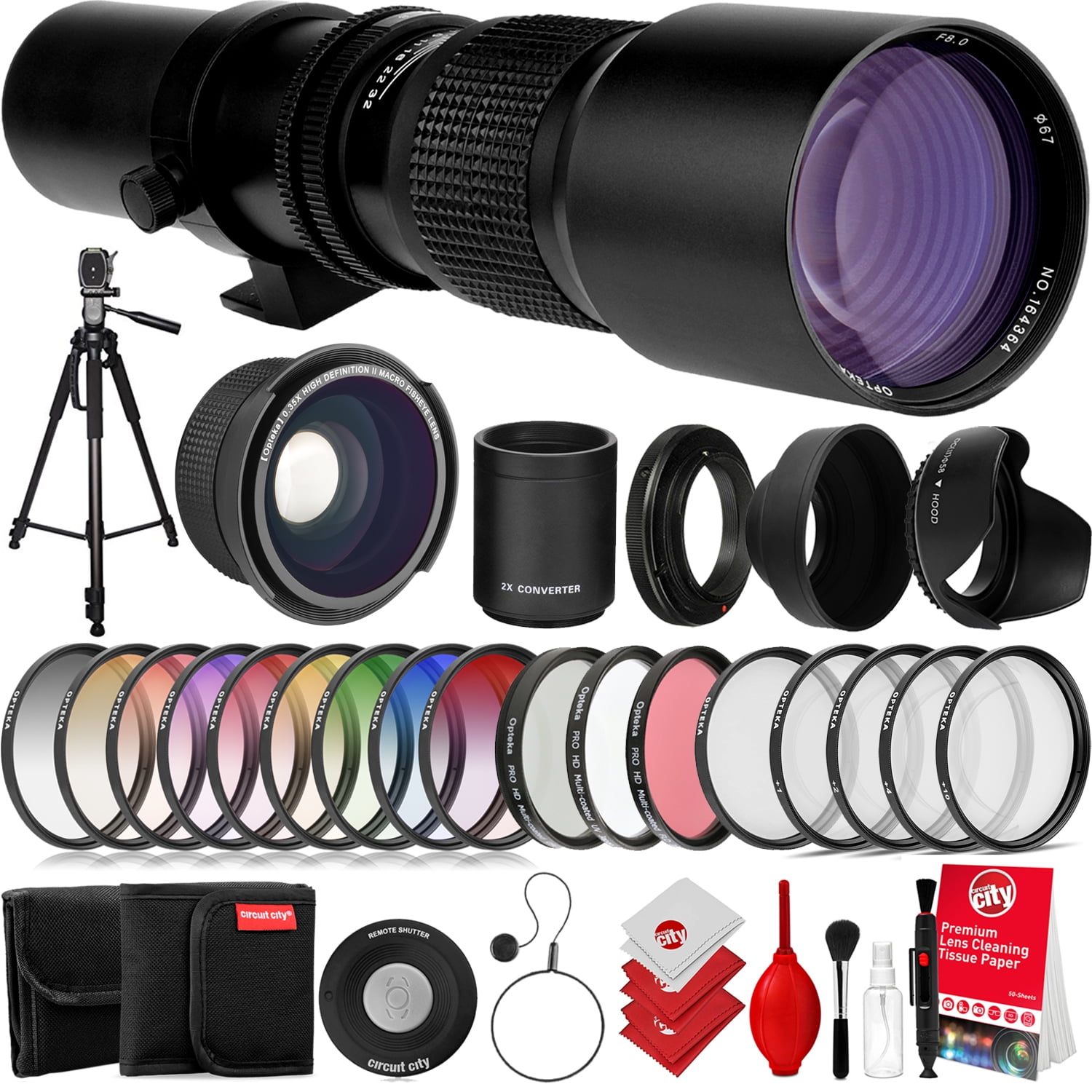Opteka 500mm / 1000mm f/8 High Definition Preset Telephoto Lens For ...