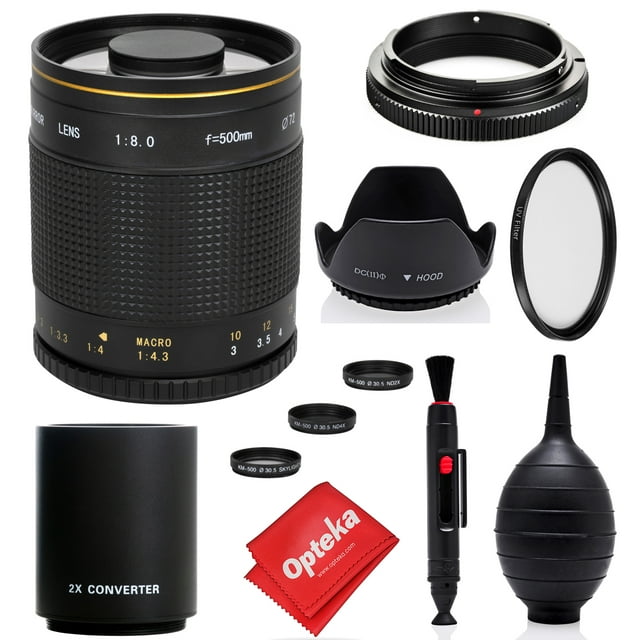 Opteka 500mm/1000mm f/8 Manual Mirror Telephoto Lens for Canon EF EOS ...