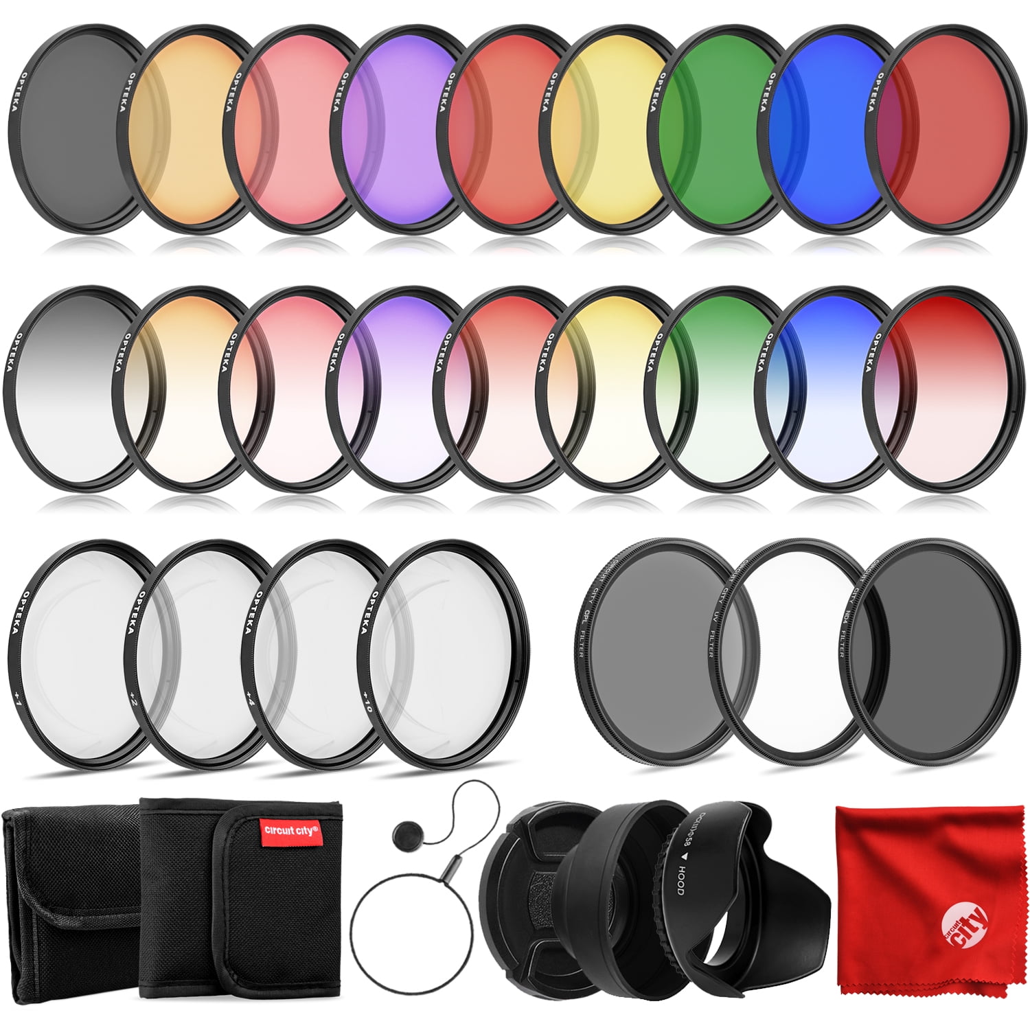 Opteka 58mm 9 Piece HD Multicoated Graduated Color Filter Kit Set for ...