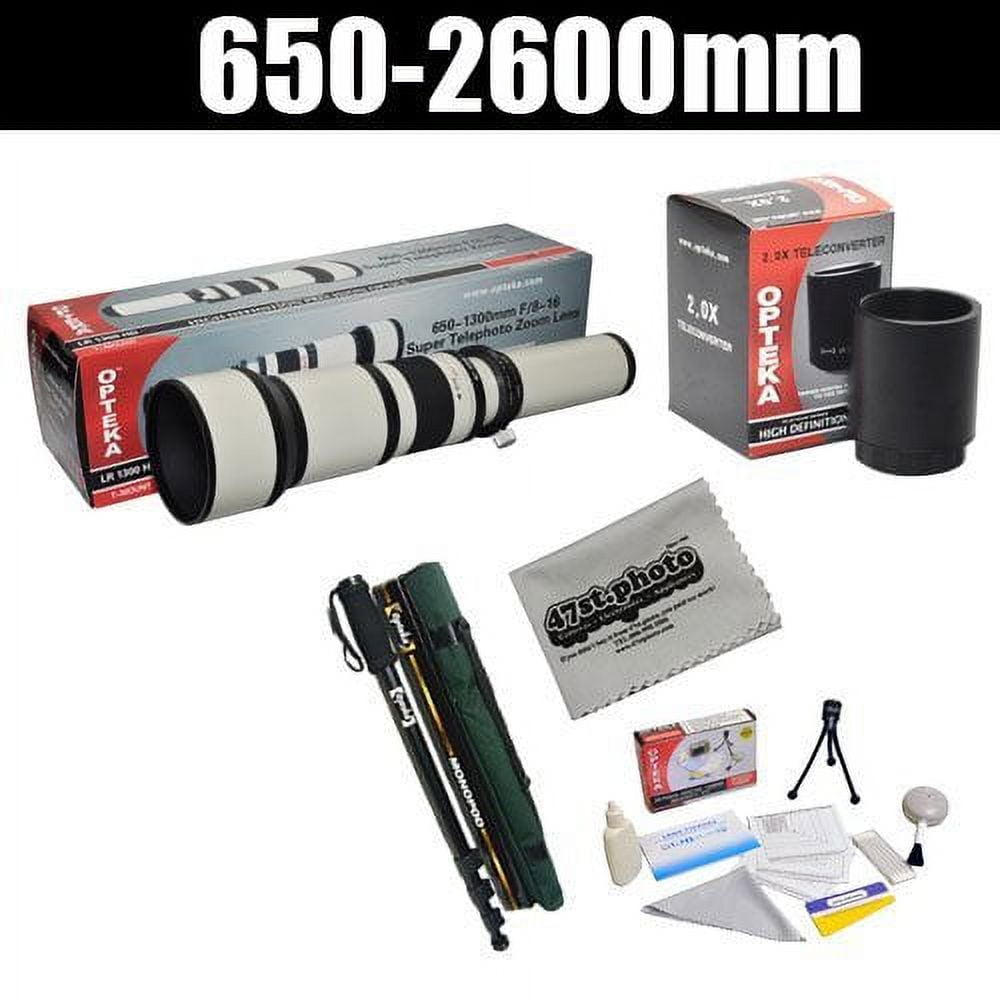 Opteka 650-2600mm Telephoto Lens with 67" Monopod Kit for Panasonic ...