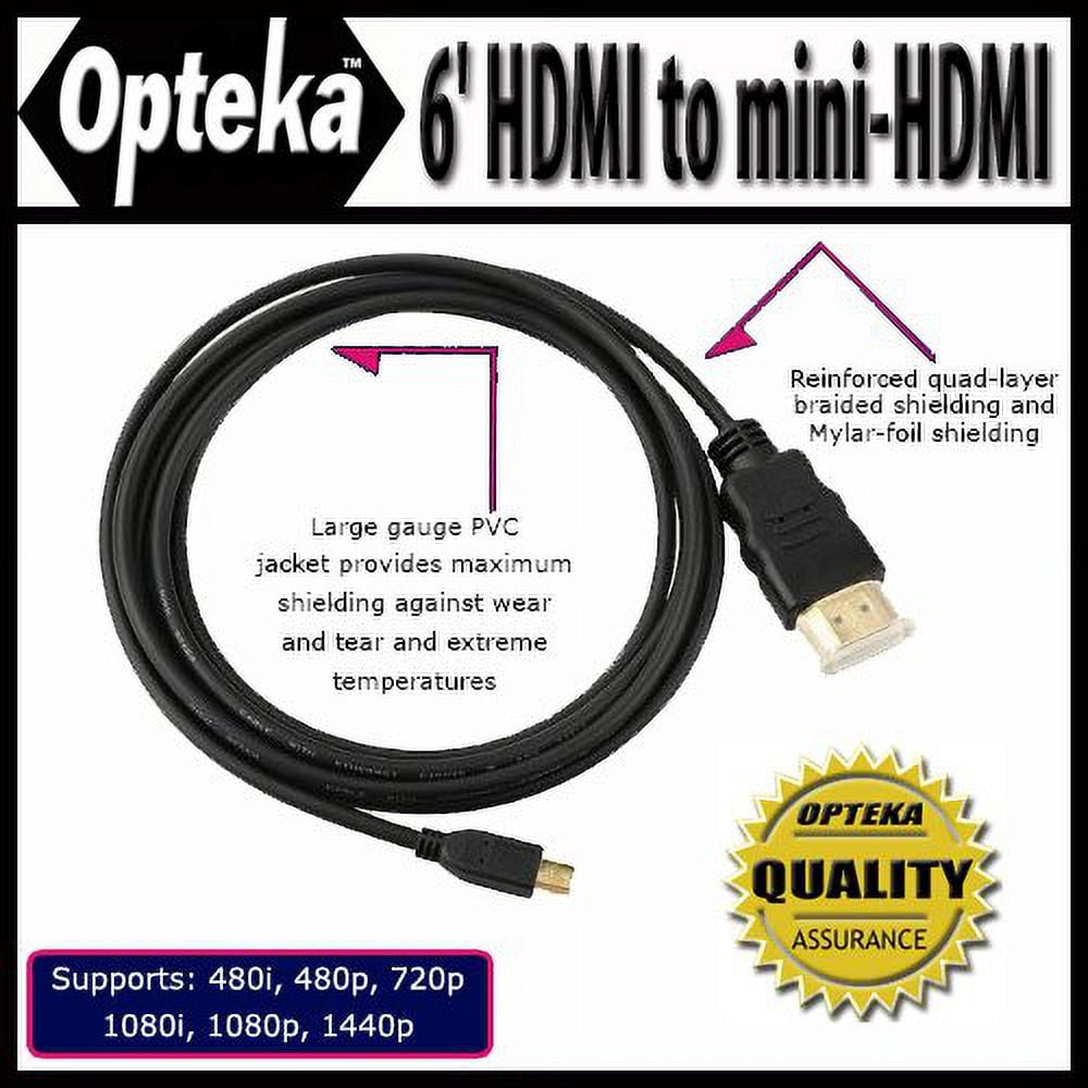 Opteka Gold Plated high speed HDMI to mini-HDMI 6' Cable For Cisco Flip ...
