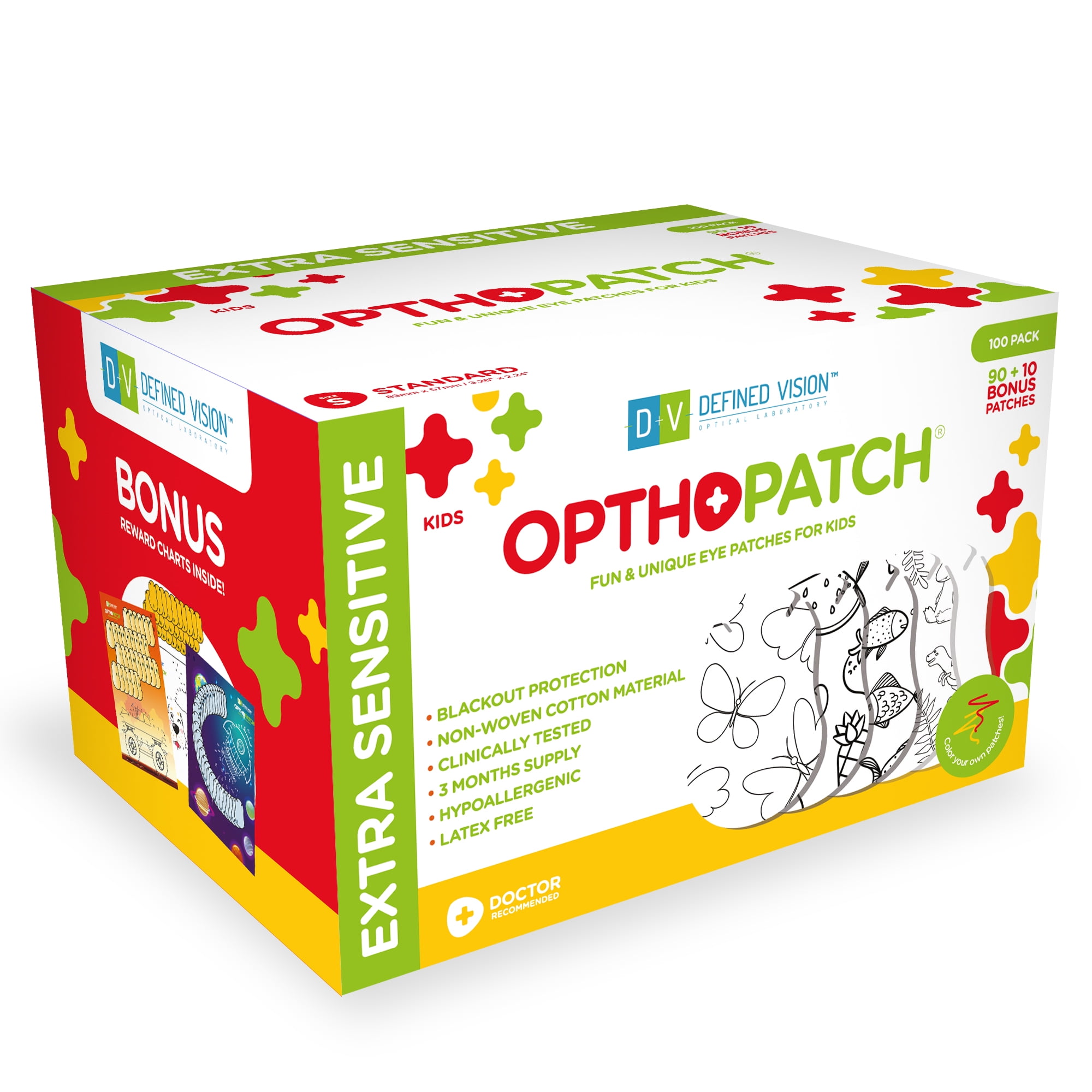 Opthopatch Eye Patches for Kids - Color Your Own Patch - 100 count + 3 Reward Charts - Walmart.com
