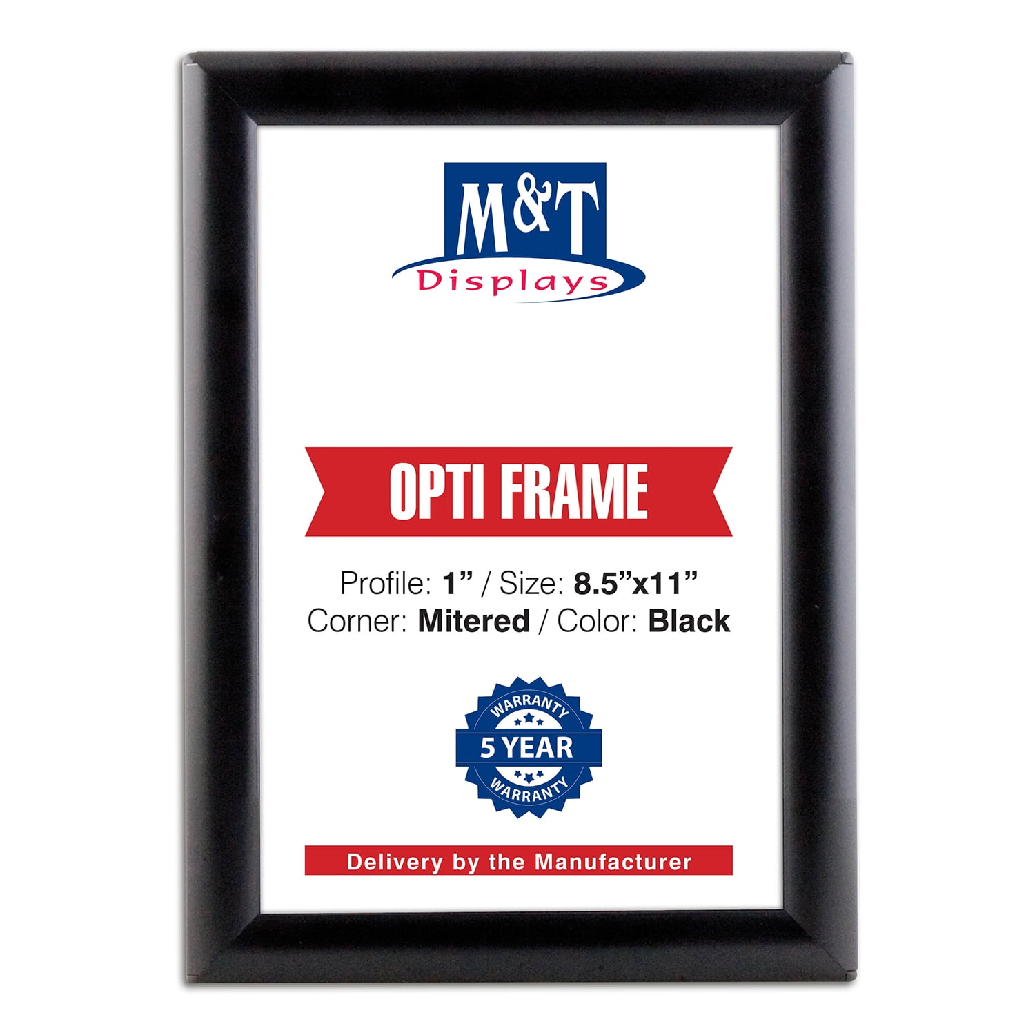 M&T Displays Opti Snap Photo Picture Poster Frame 8.5x11 inch Black 1 ...