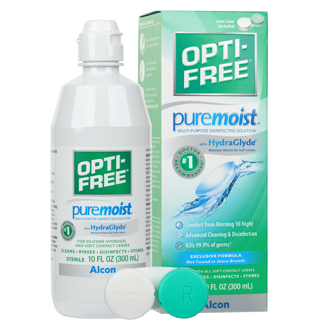 Opti Free PureMoist Contact Lens Disinfecting Liquid Solution for Daily ...