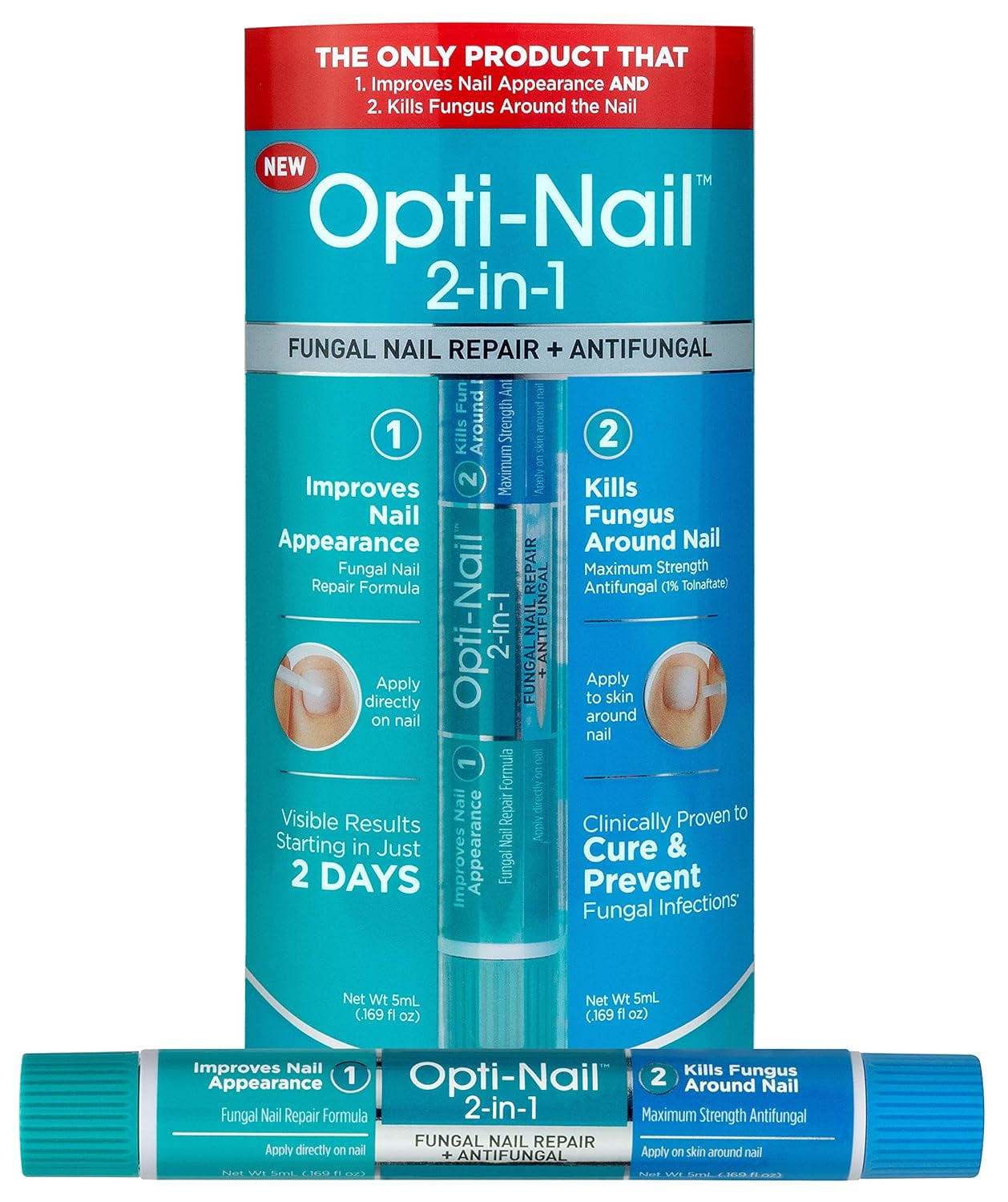 Opti-Nail 2-in-1 Fungal Nail Repair Liquid Pen Plus Antifungal, 1.7 fl ...