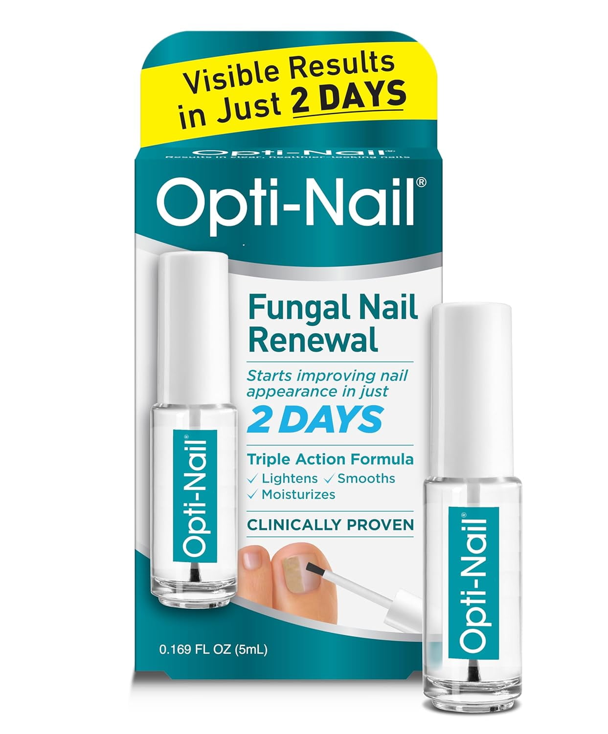 Opti-Nail Fungal Nail Renewal Liquid with Brush Applicator, Improves ...