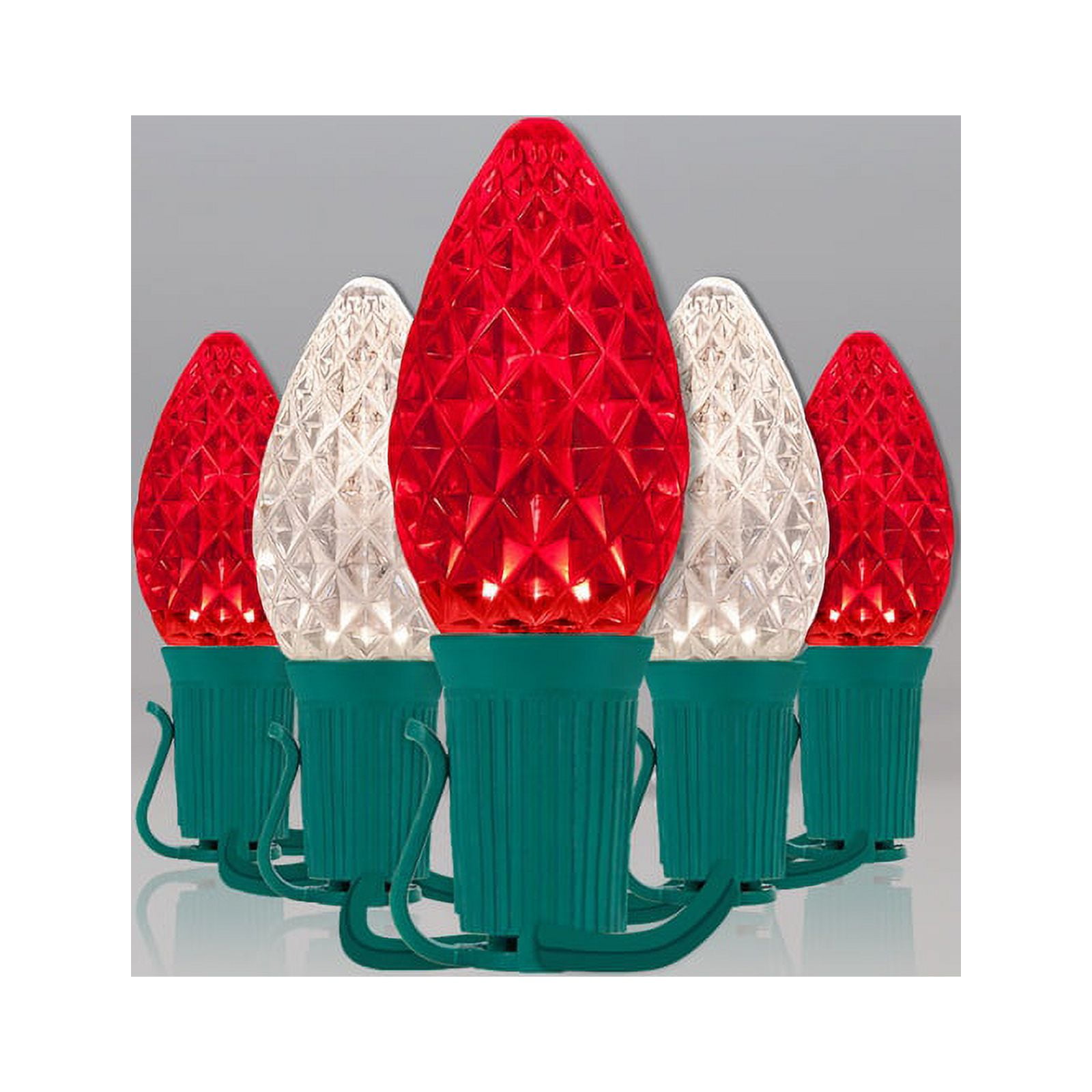 OptiCore C7 Red and White Christmas Lights Warm White, LED String ...