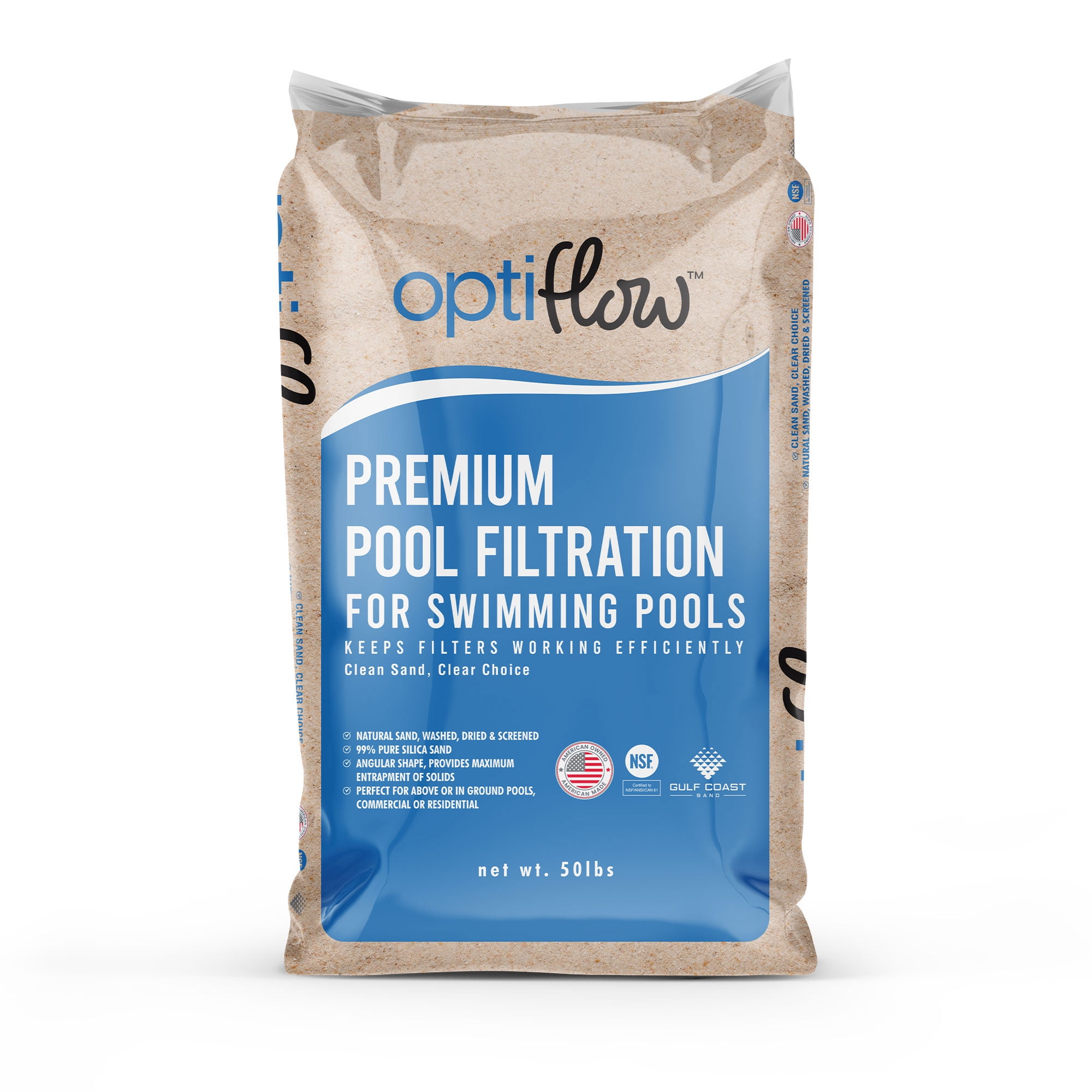 OptiFlow 50 Pound Premium Pool Filtration Angular Pure Silica Formula ...