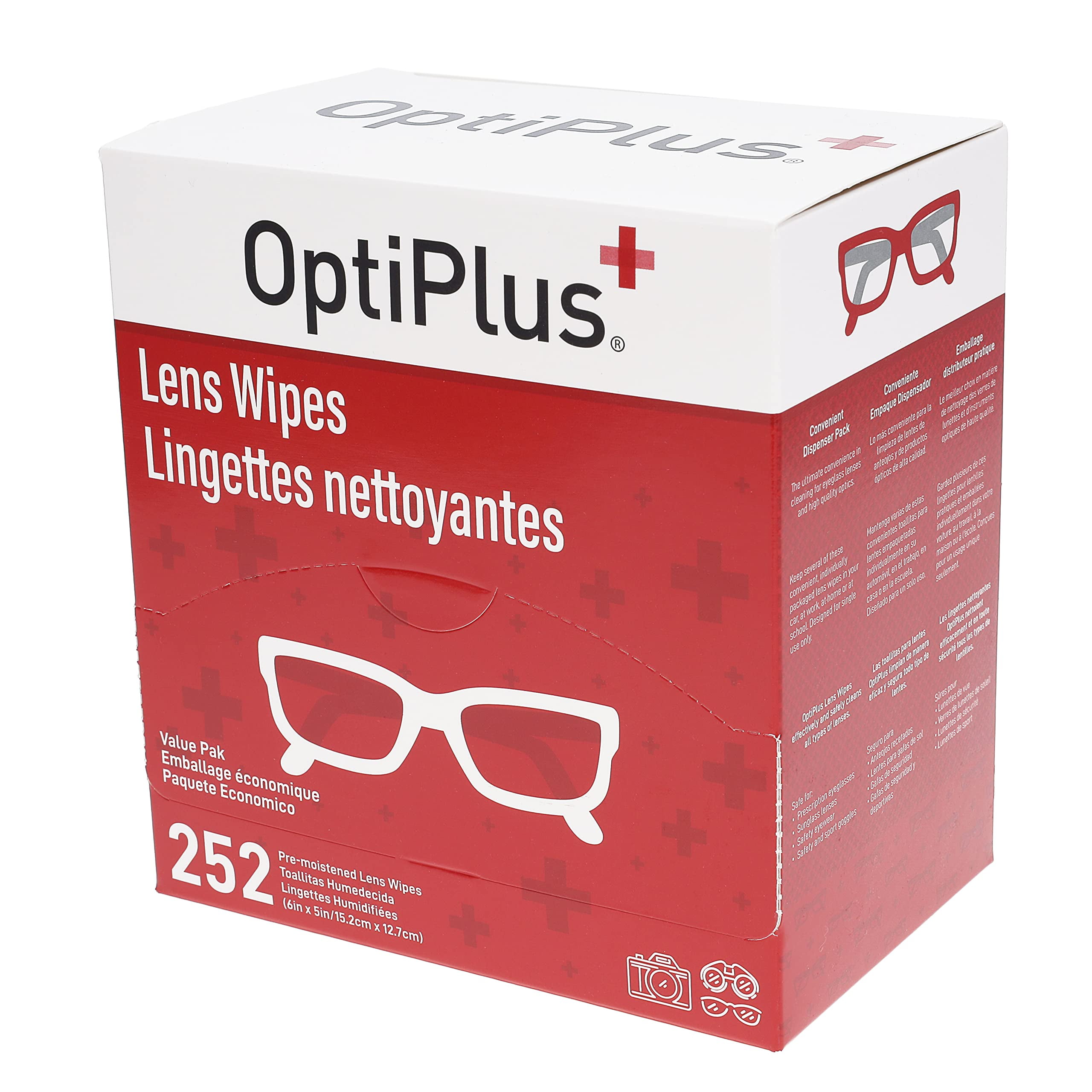 OptiPlus Eyeglass Lens Wipes l Pre-Moistened l Cleaning Wipes for ...