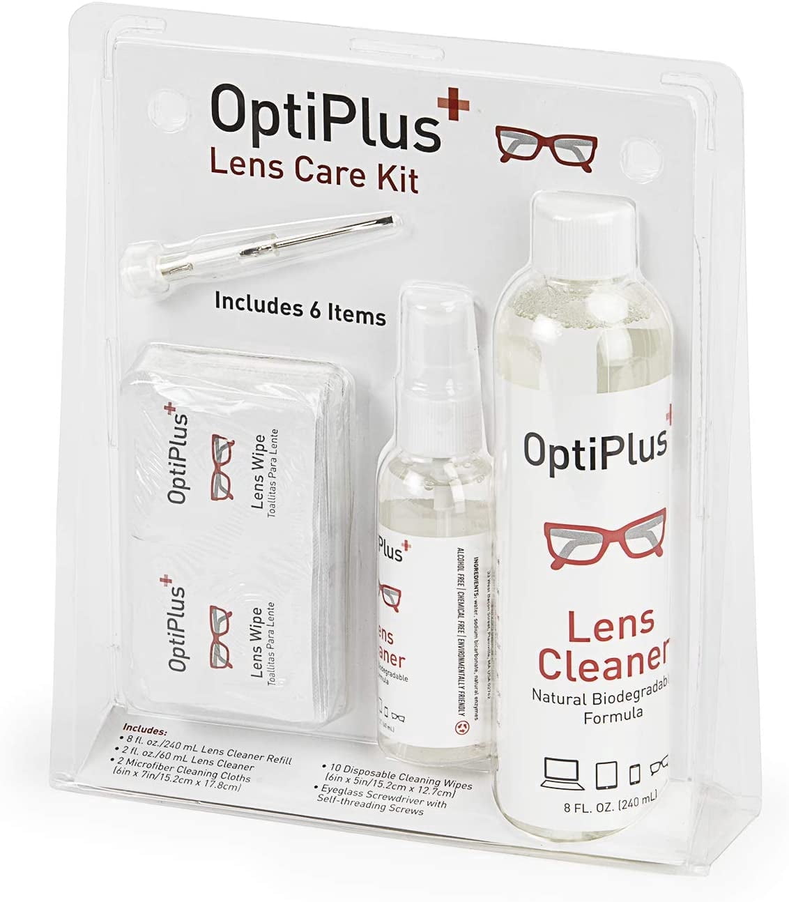 OptiPlus Lens Care Kit Alcohol-Free Lens Cleaner 2 fl. oz.Spray Bottle ...