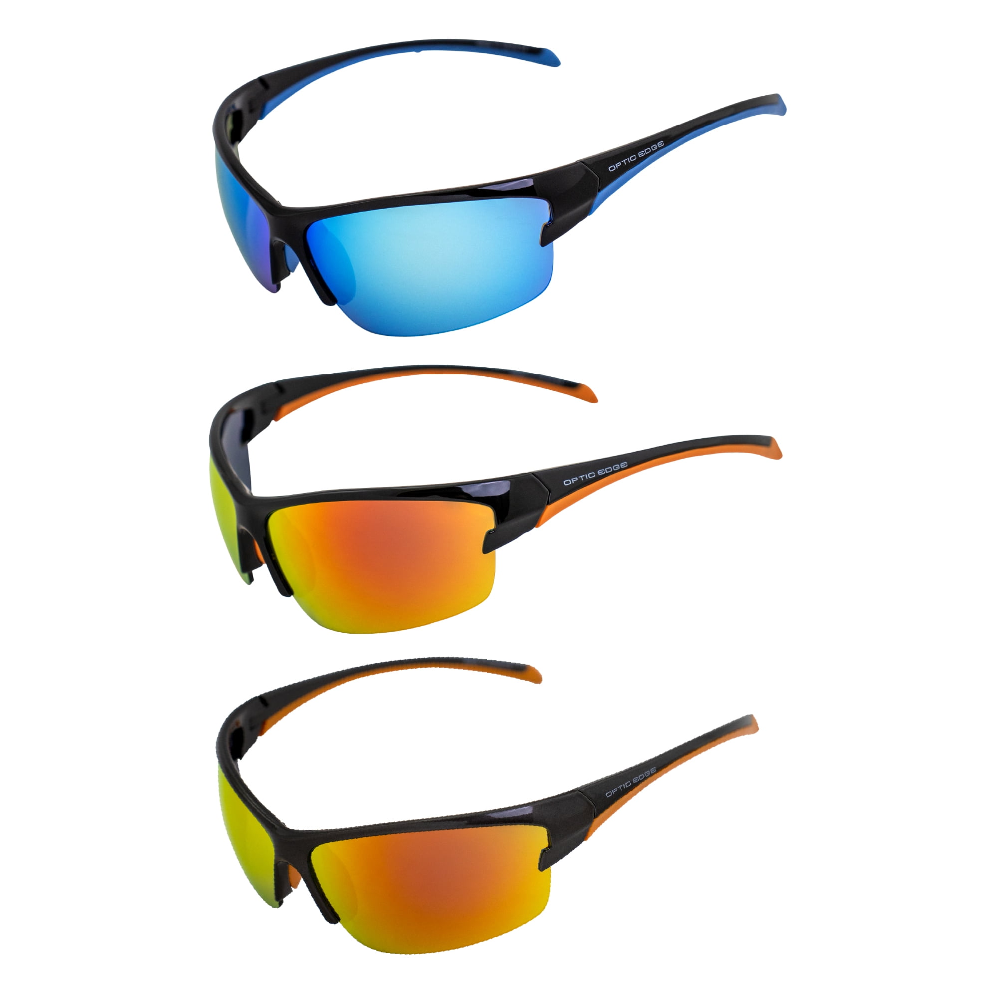 Optic Edge Breakaway Wraparound Sports & Motorcycle Sunglasses 3 Pairs ...