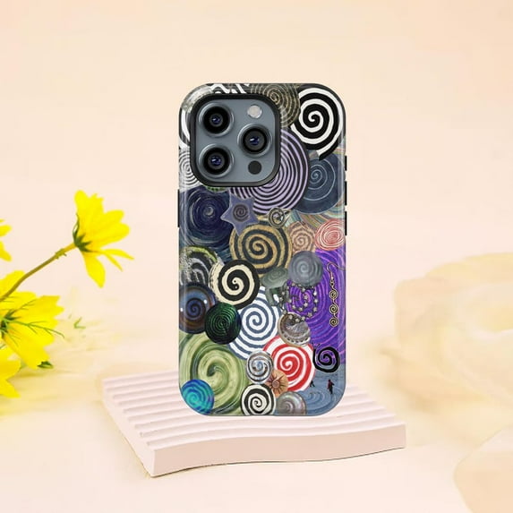 Optic Swirl Color Collage iPhone Case, Hypnotic Retro Wave Pattern with ...