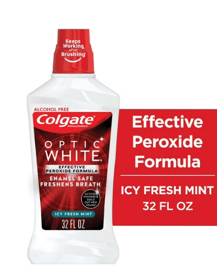 Optic White Whitening Mouthwash, Fresh Mint, 32 fl oz Colgate Optic ...