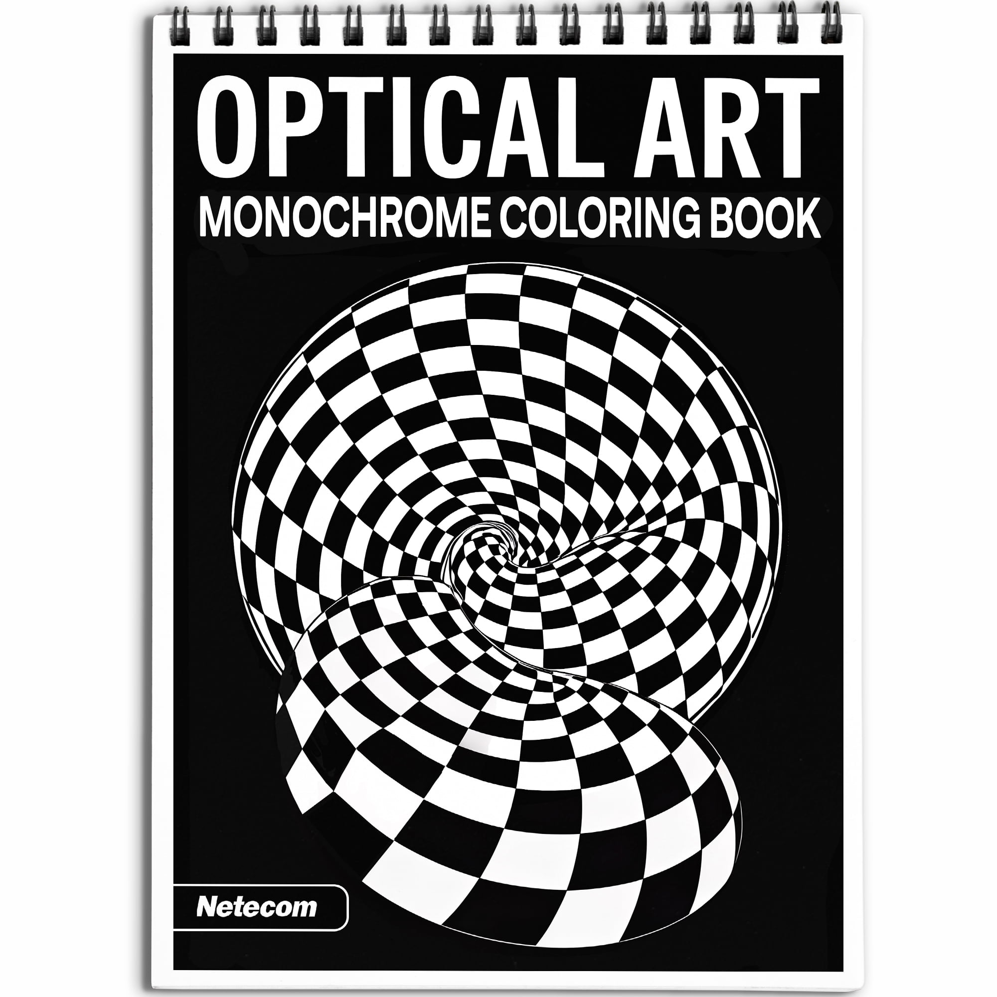 Optical Art Monochrome Coloring Book Spiral Bound for Adults, Softcover ...