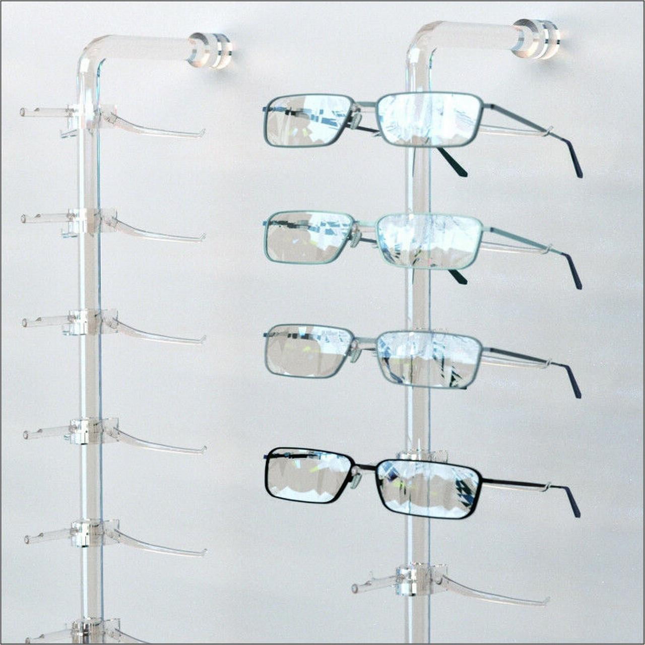 Optical Display - Acrylic Wall Mount Eyewear Display Rod with 10 ...