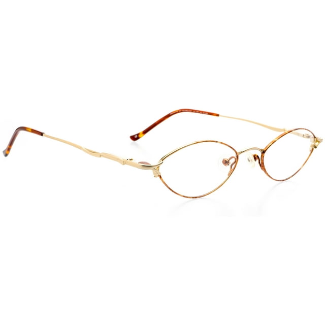 Optical Eyewear Glasses - Oval Shape, Metal Full Rim Frame - Shiny Gold ...