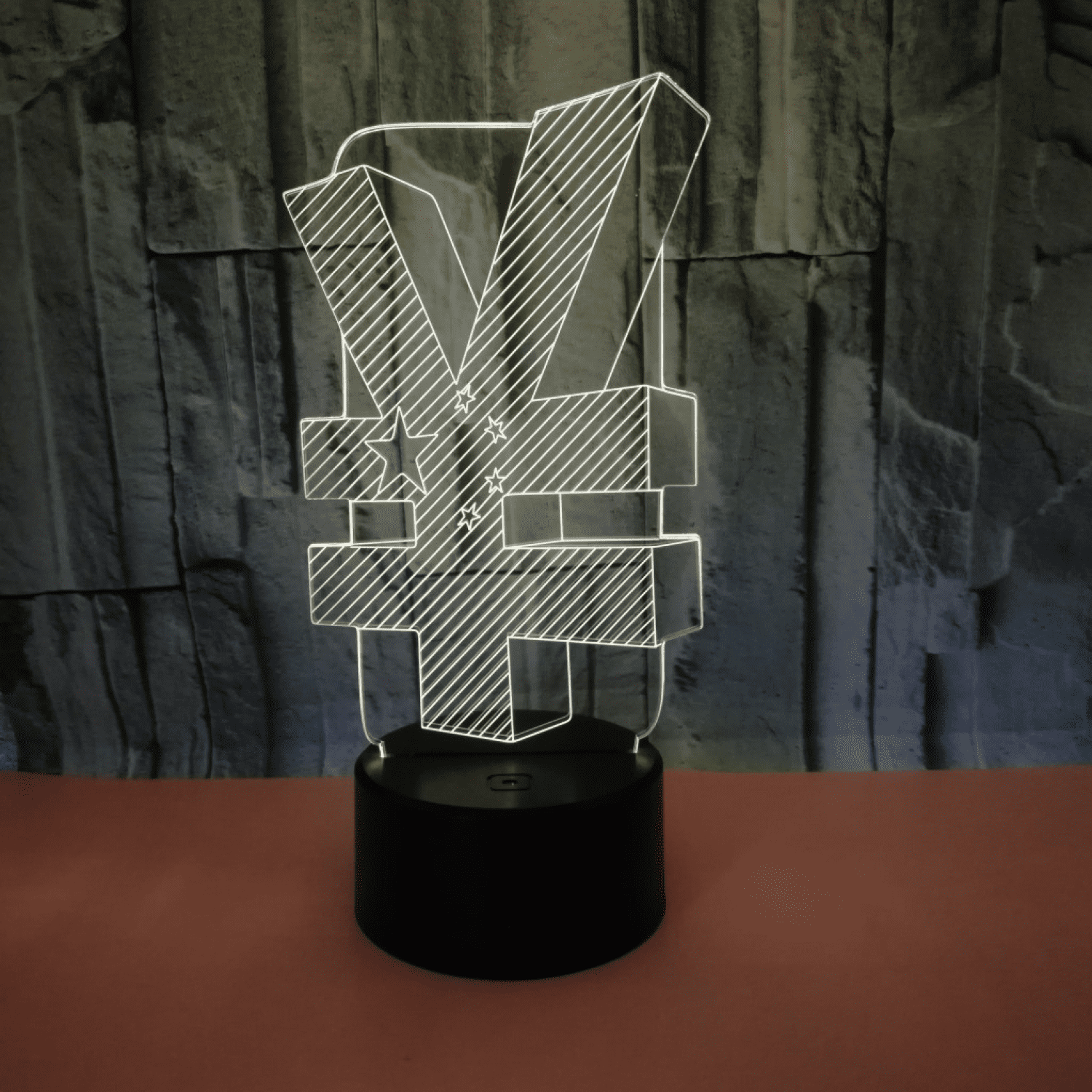 Optical Illusion 3D RMB Symbol Night Light 16 Colors Changing Remote ...