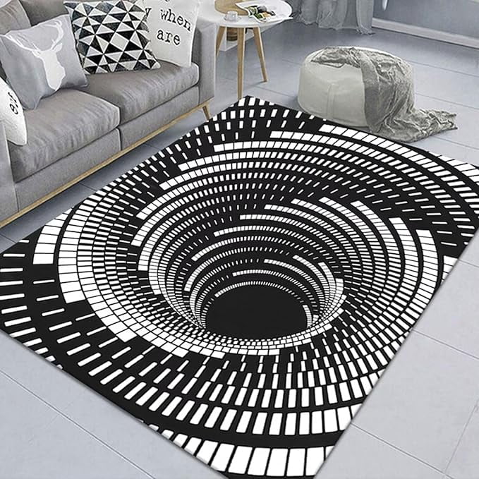 Optical Illusion Carpet Area Rug 3D Geometric Vortex Trippy Throw Rug ...