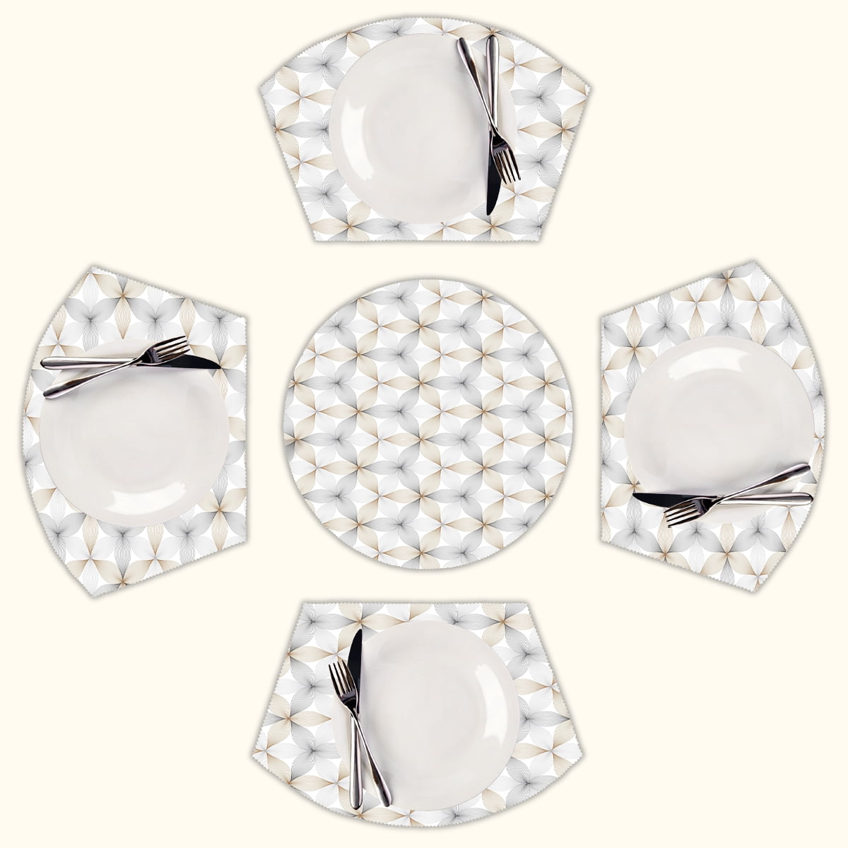 Optical Illusion Mandala Round Table Placemats Set Of 5 Wedge Table Mats Washable Heat Resistant ...