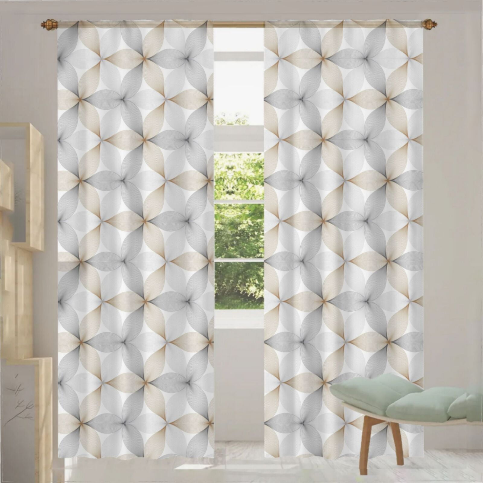 Optical Illusion Mandala Sheer Window Curtains for Living Room Kitchen ...