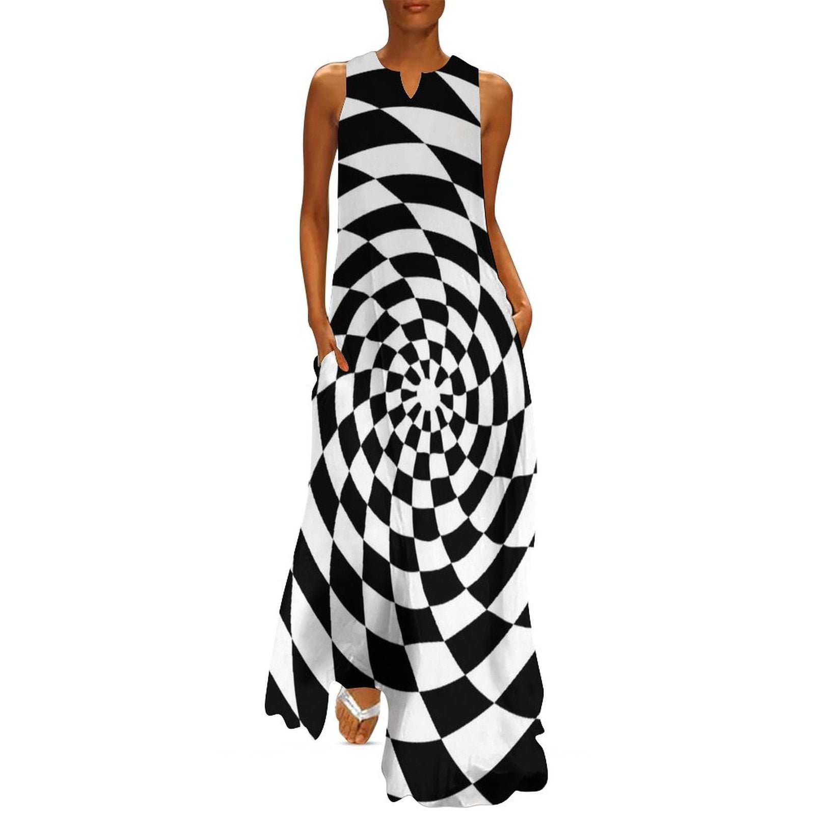 Optical Illusion Op Art Black and White Long Dress dress for woman ...