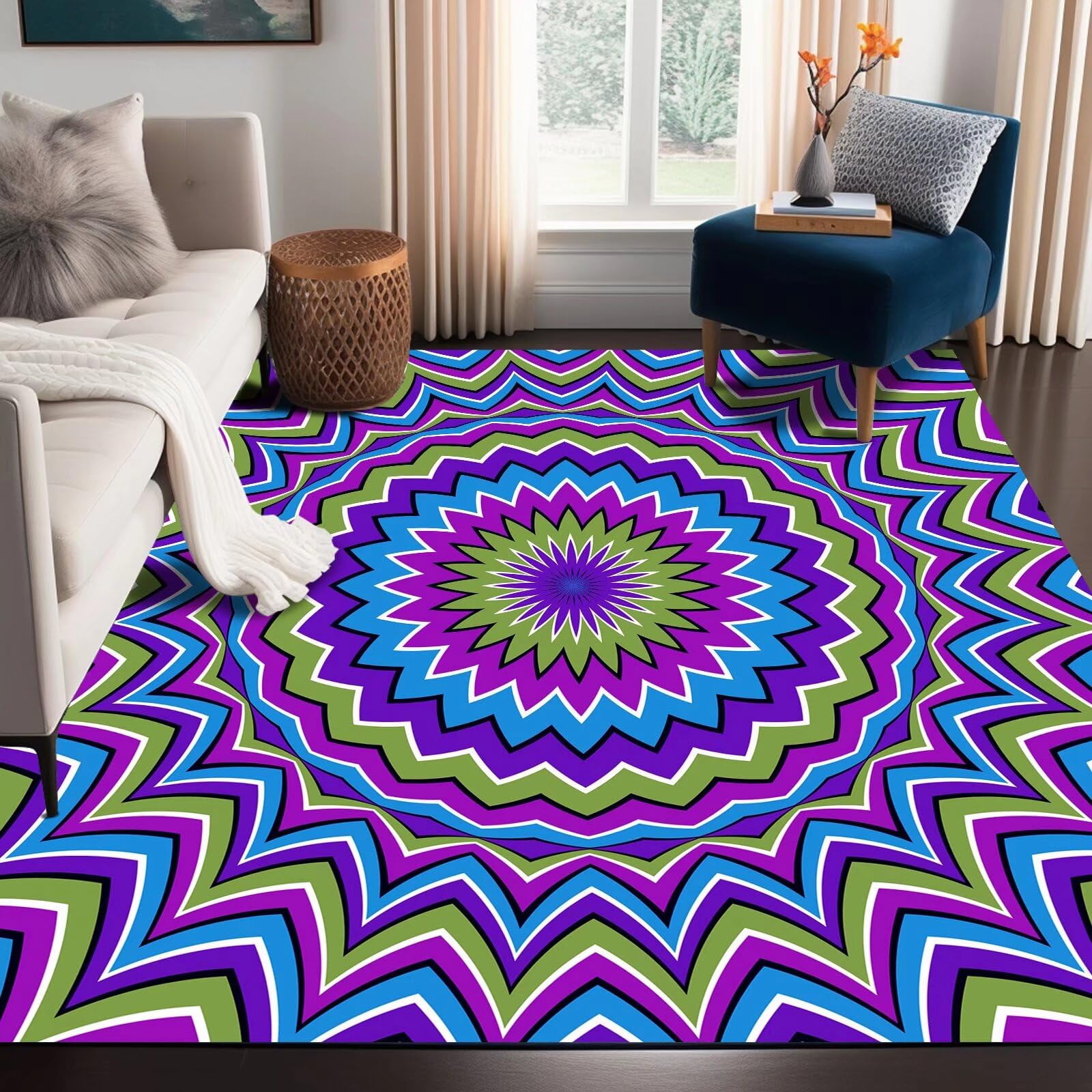 Optical Illusion Rug Rainbow Fun Sensation Of Falling Area Rugs For ...
