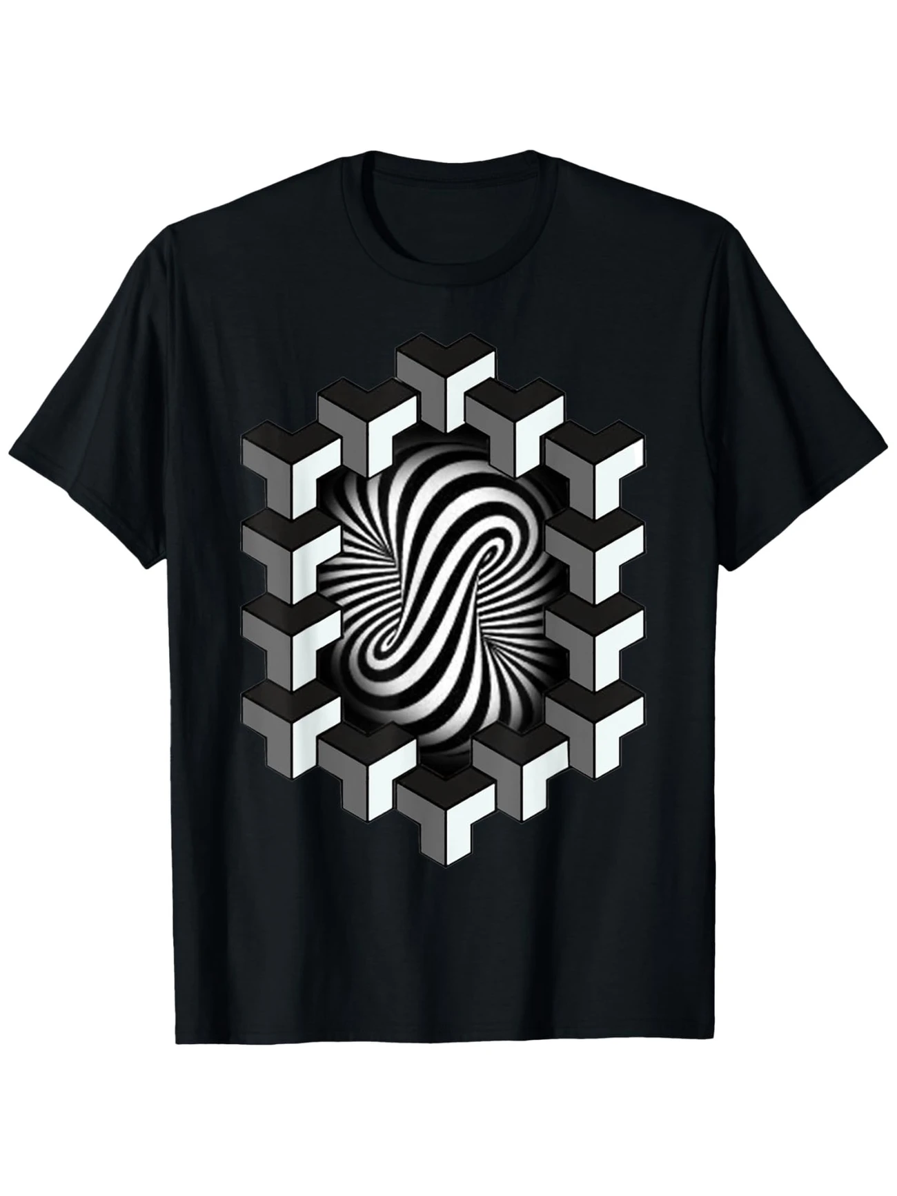 Optical Illusion Sacred Geometry Hexagon Geometric Pattern T-Shirt ...