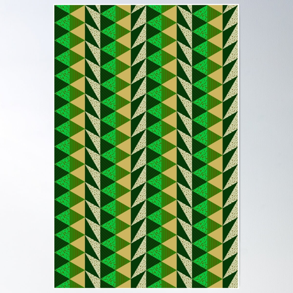 Optical Illusion Triangles Pattern - "Beige And Green" Poster Wall Art ...